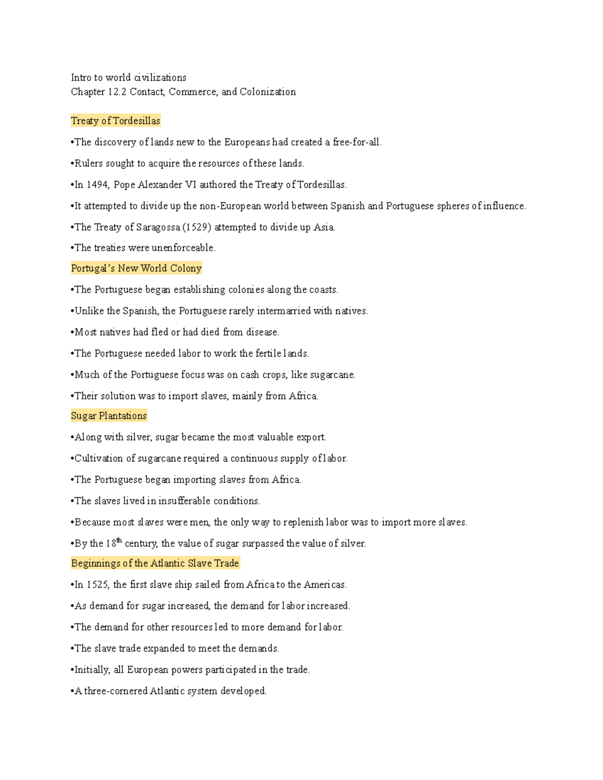 Hst 12.2 - Lecture notes from Intro to World Civilization - Intro to ...