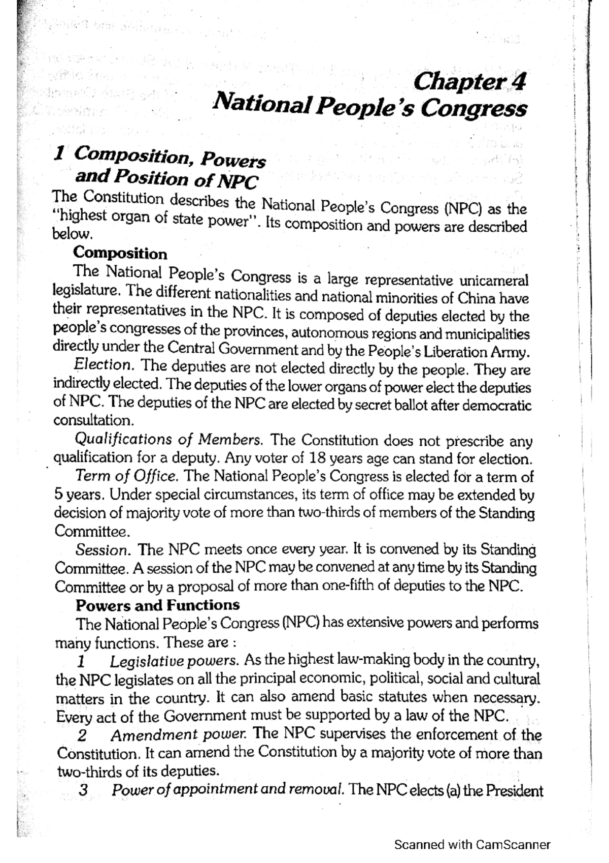 National People's congress - Chapter 4 National Congress 1 Composition ...
