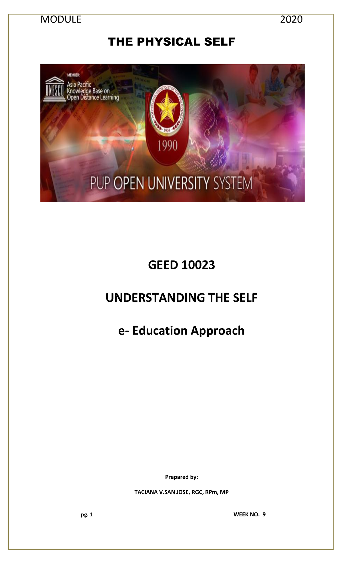The-Physical-Self - Finals Lesson - THE PHYSICAL SELF GEED 10023 UNDERSTANDING THE SELF e ...