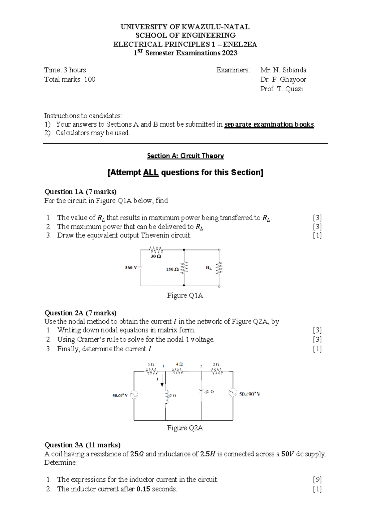 ENEL2EAH1 6 2023 Y P1 - UNIVERSITY OF KWAZULU-NATAL SCHOOL OF ...