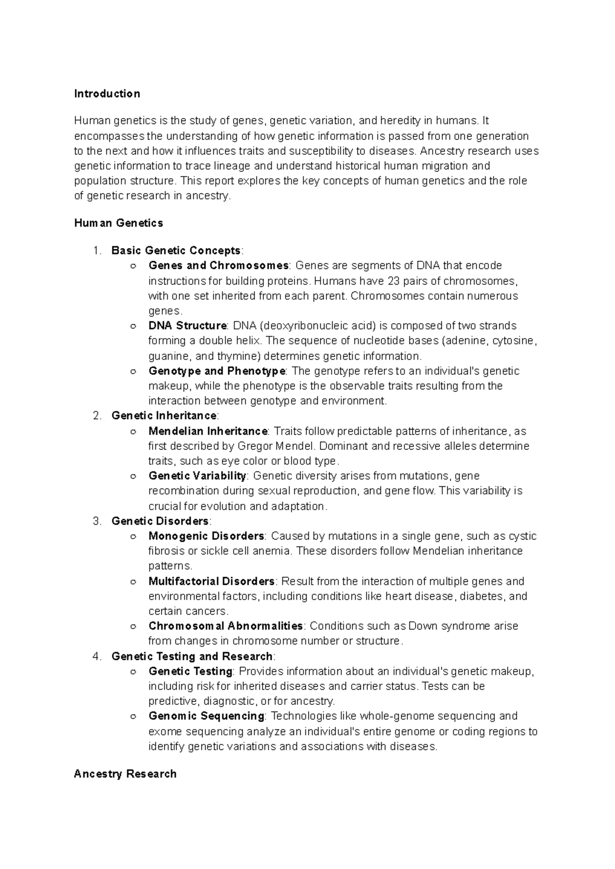 Human genetics - Important - Introduction Human genetics is the study ...