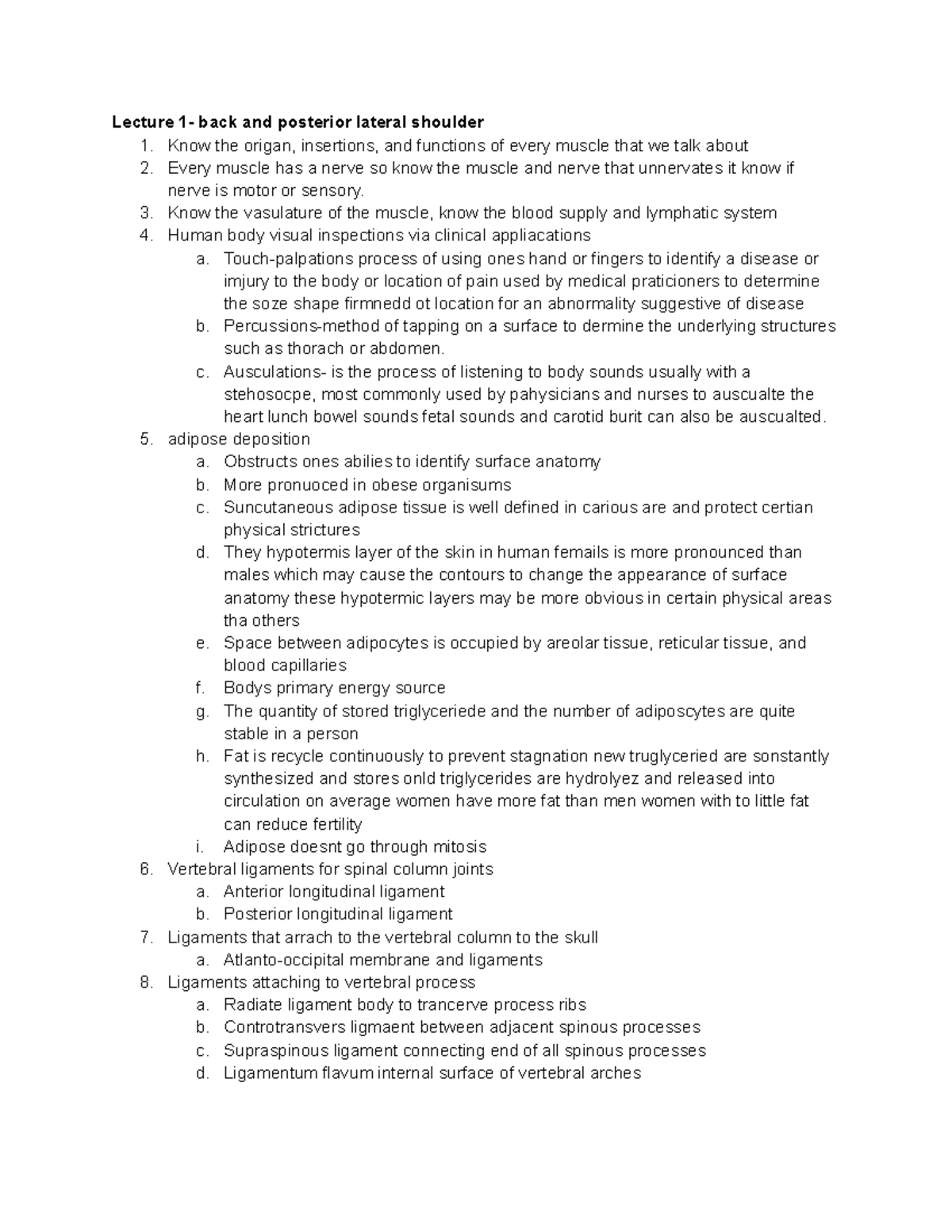 Anatomy region 2 1 - Lecture 1- back and posterior lateral shoulder 1 ...