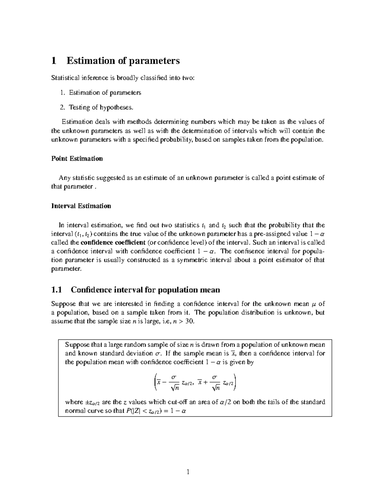 Estimation of parameters - 1 Estimation of parameters Statistical ...
