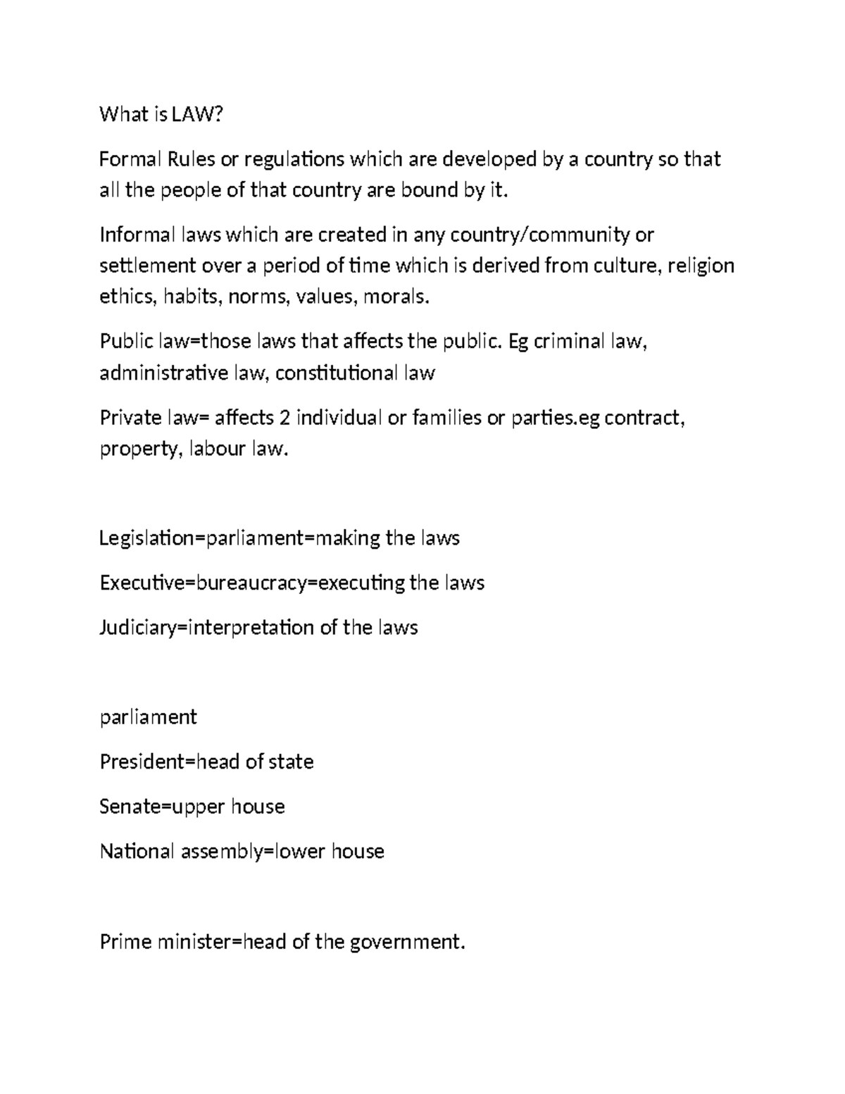 What is LAW - descriptive notes - What is LAW? Formal Rules or ...