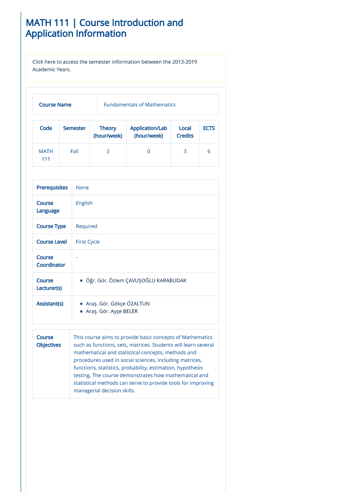 Matematik 111 Kodlu Ders Hakkında Bilgilendirme - MATH 111 | Course ...