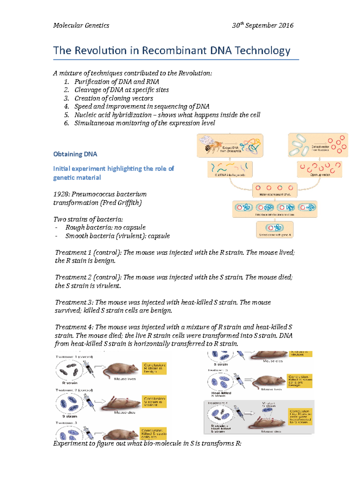 Molecular Genetics The Revolution in Recombinant DNA Technology ...