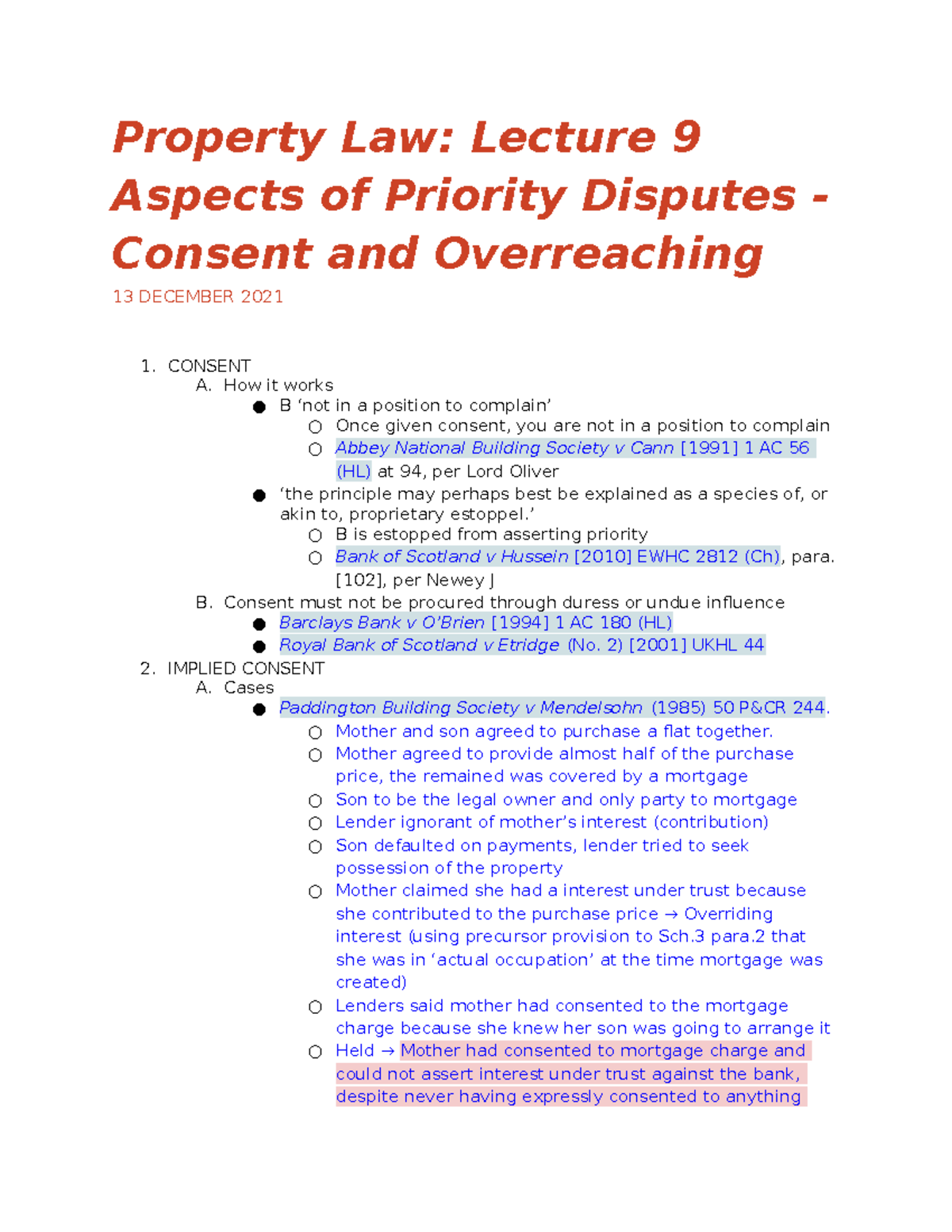 Property Law: Consent and Overreaching - Property Law: Lecture 9 ...