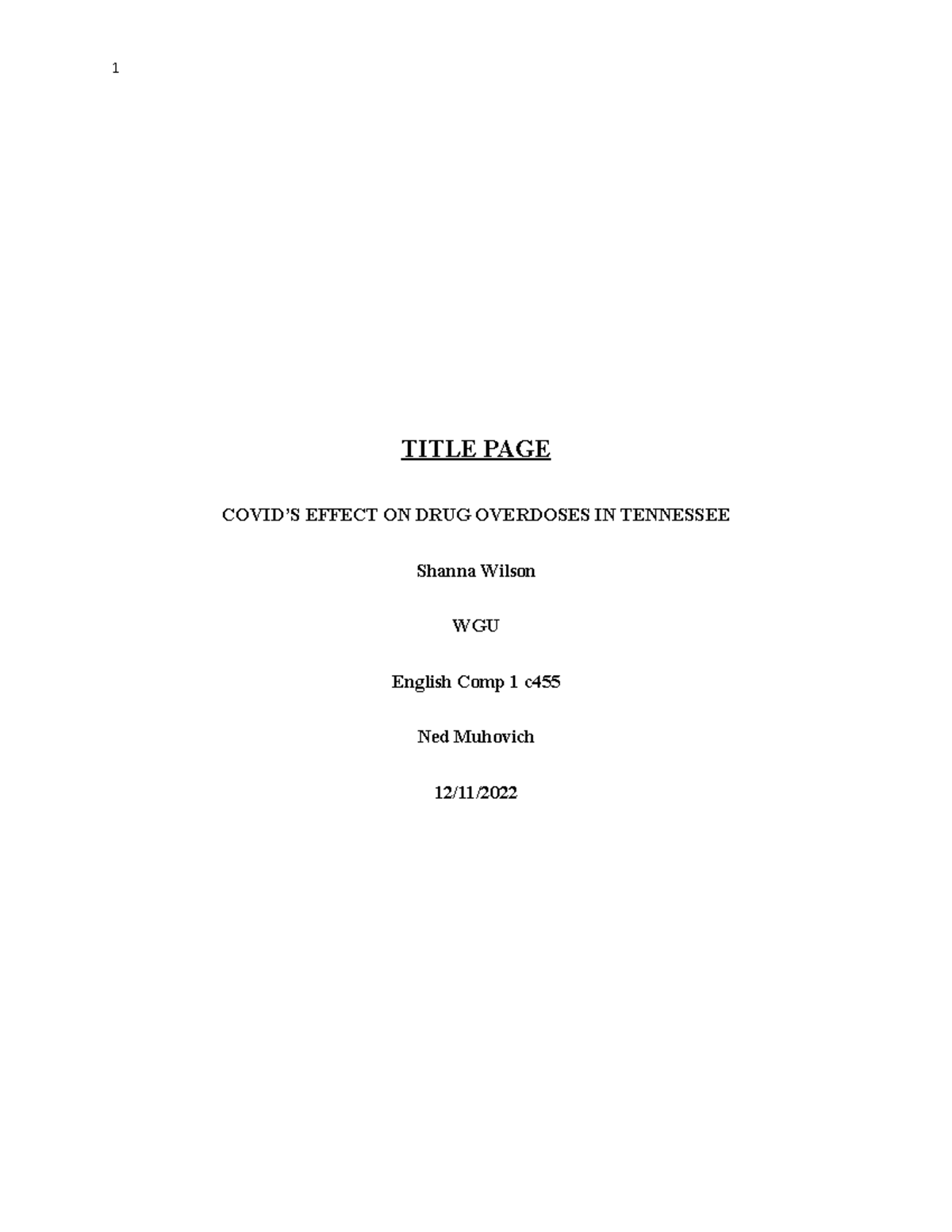 Task 3 Casual Analysis Essay - TITLE PAGE COVID’S EFFECT ON DRUG ...