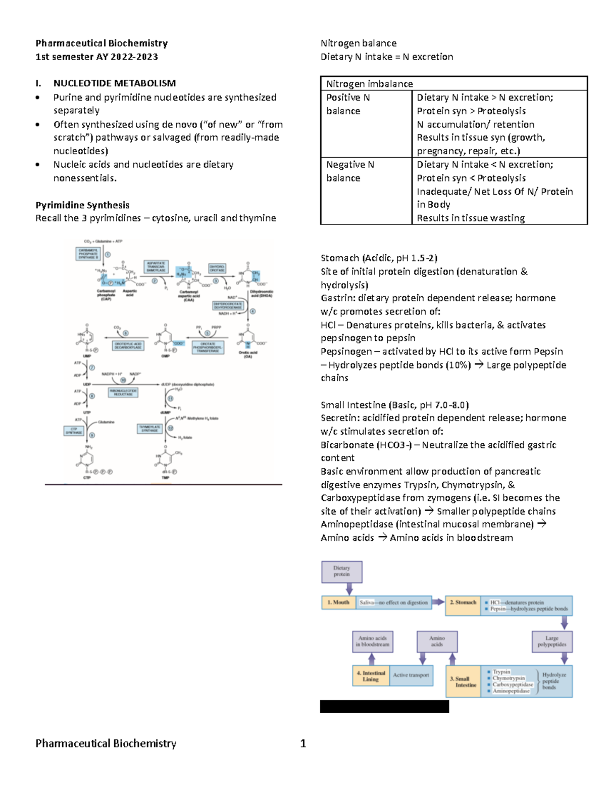 Protein ET AL Metabolism Handouts - Pharmaceutical Biochemistry 1st ...