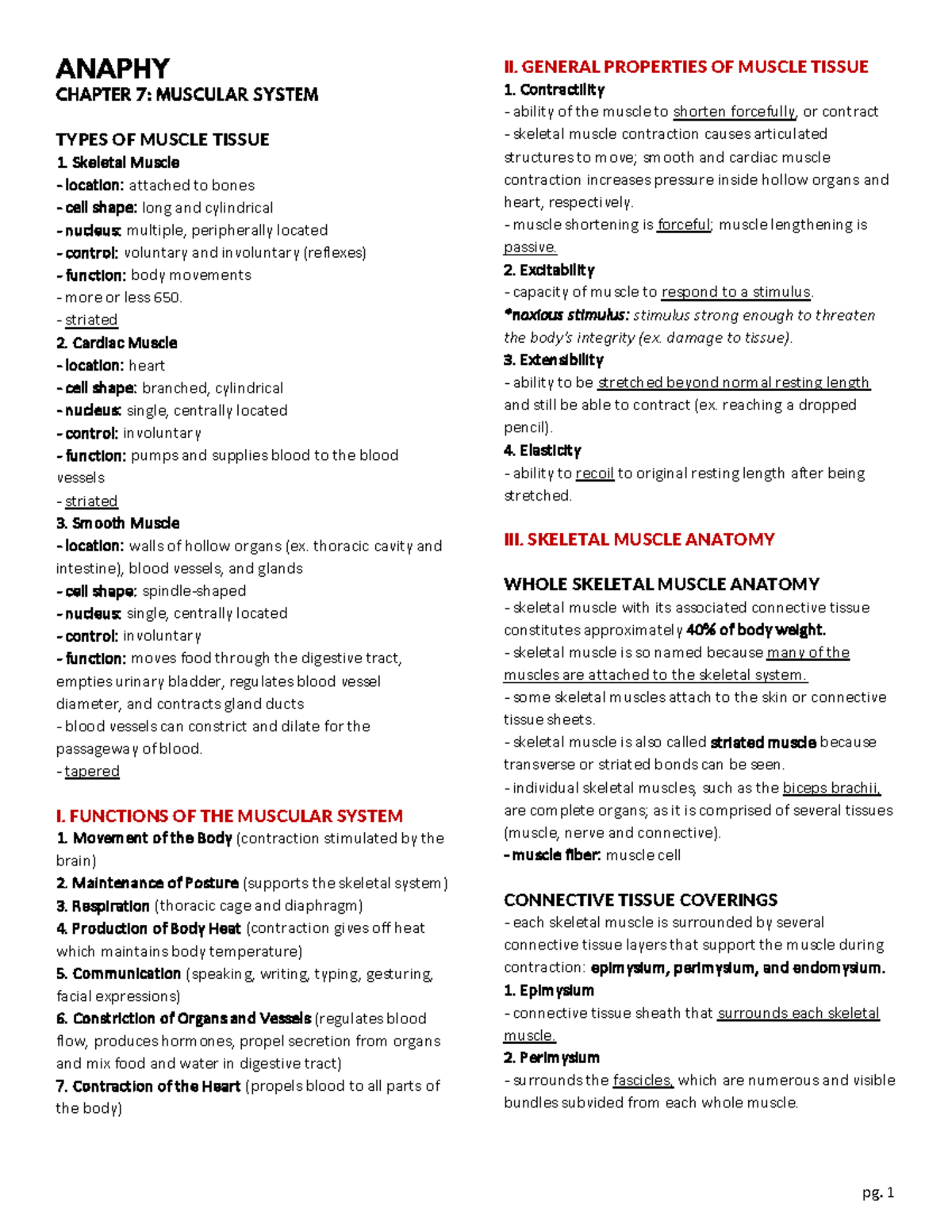 Chapter 7, Muscular System (Ana Phy) - TYPES OF MUSCLE TISSUE Skeletal ...