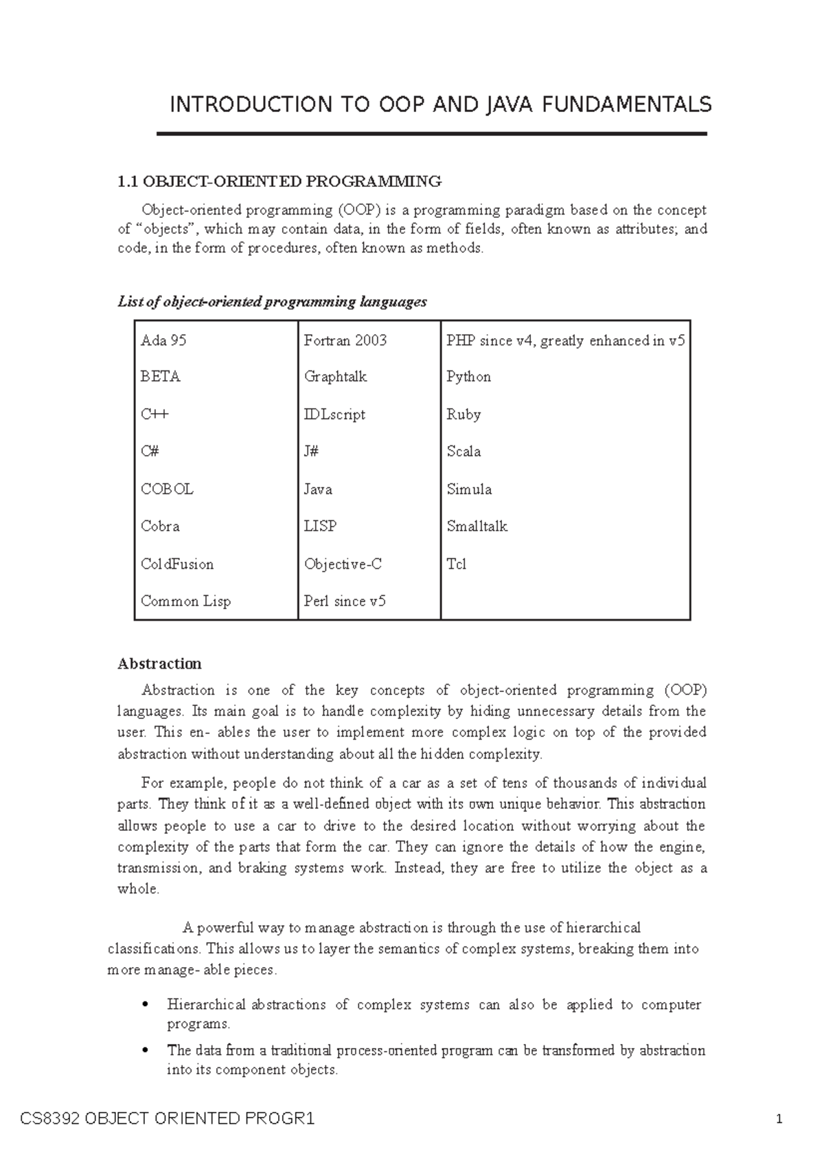 Introduction TO OOP AND JAVA Fundamentals - NEM - INTRODUCTION TO OOP ...