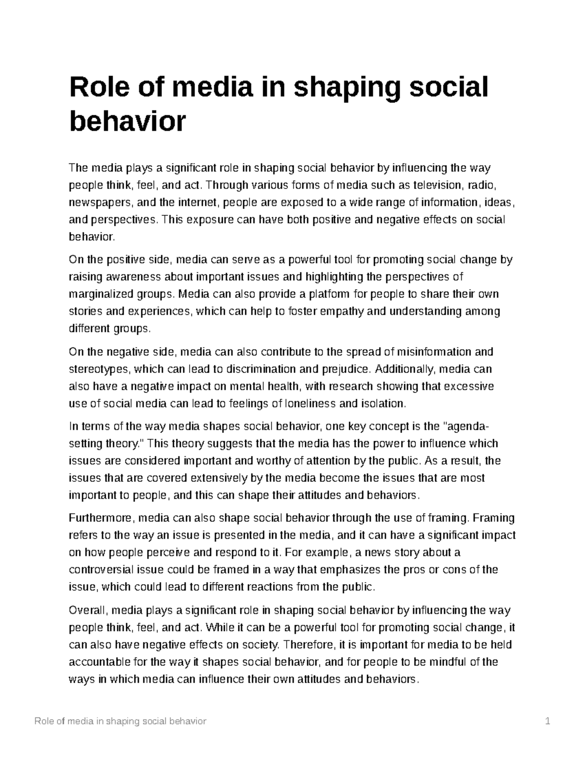 Role of media in shaping social behavior - Through various forms of ...