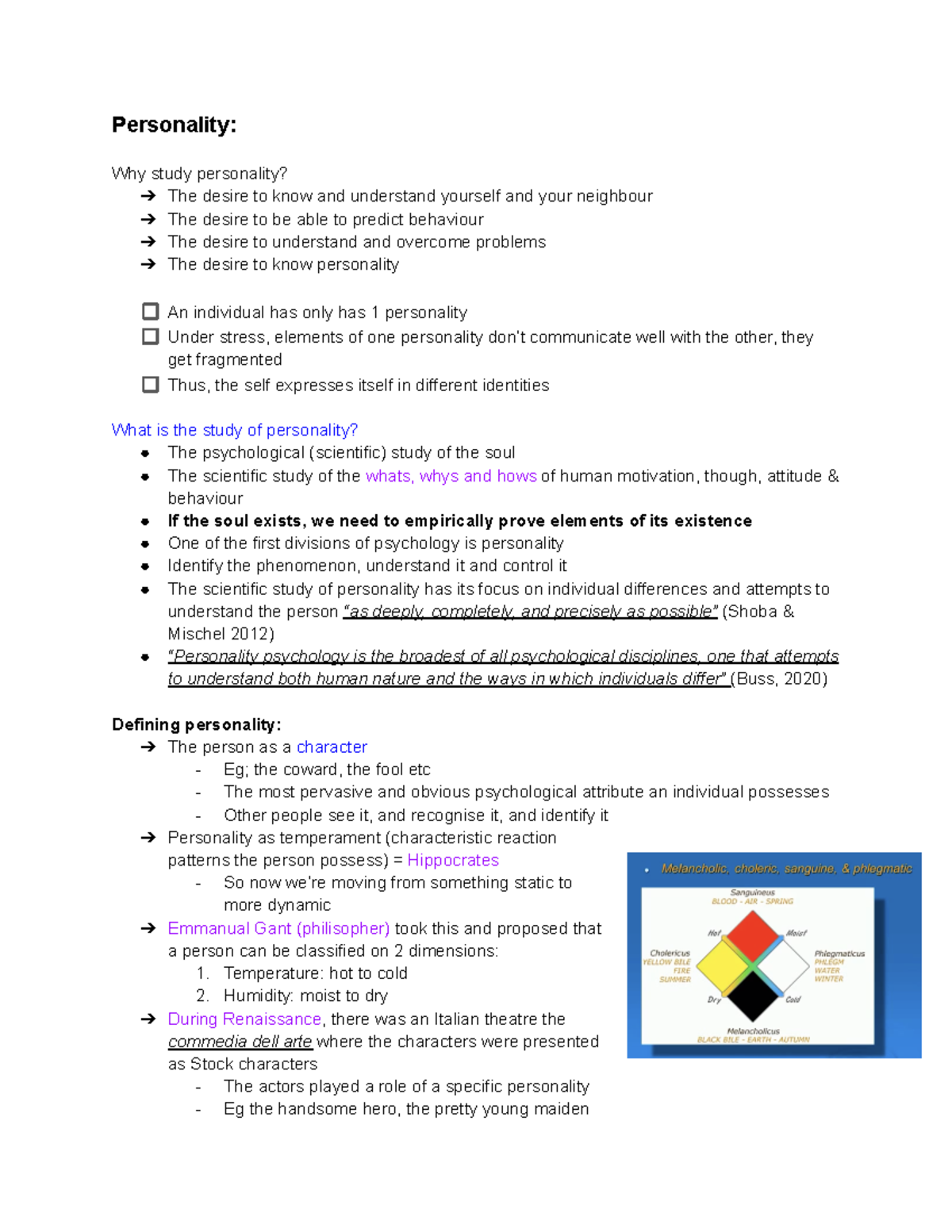 Personality - notes - Personality: Why study personality? The desire to ...