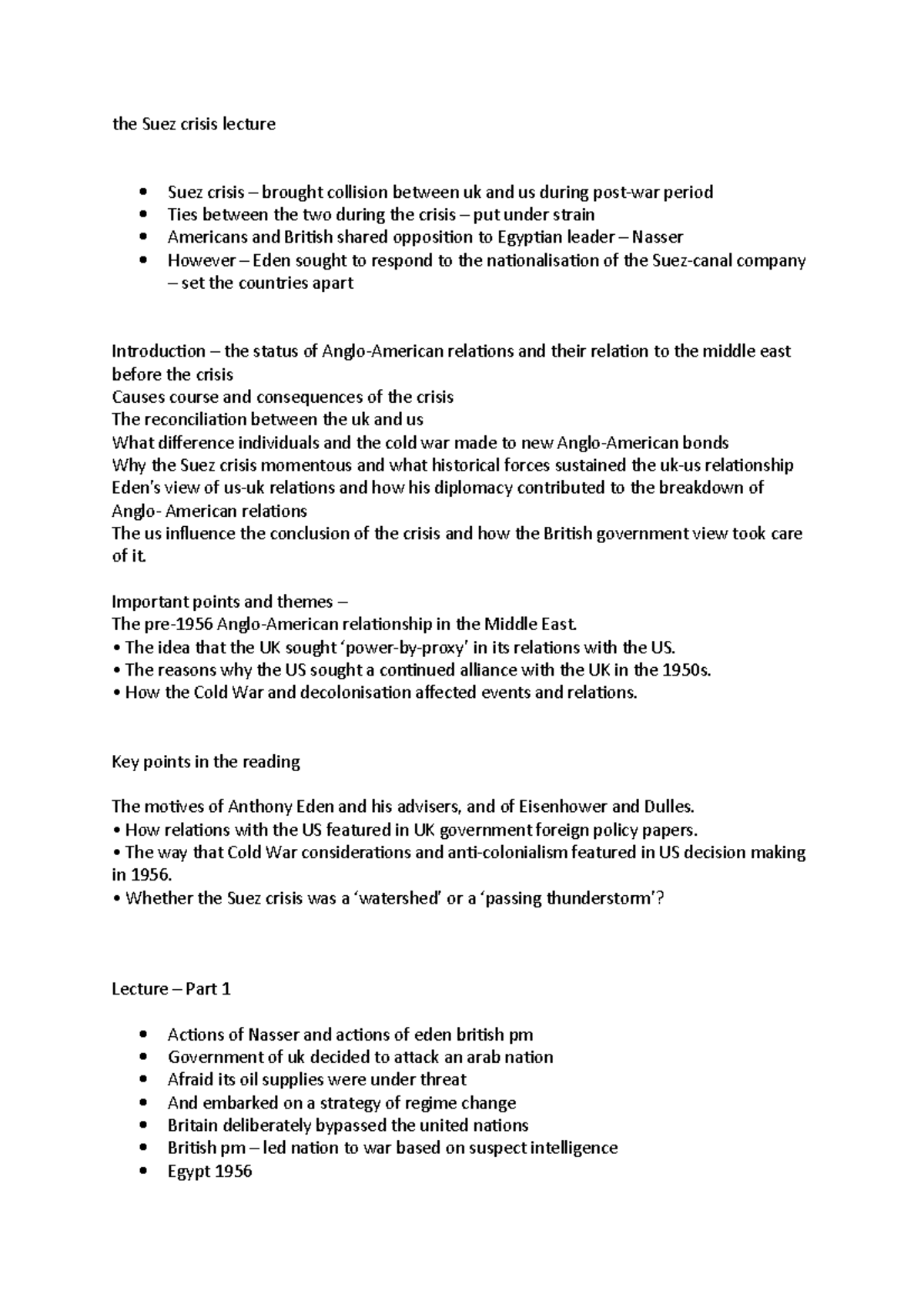 The Suez crisis lecture - the Suez crisis lecture Suez crisis – brought ...