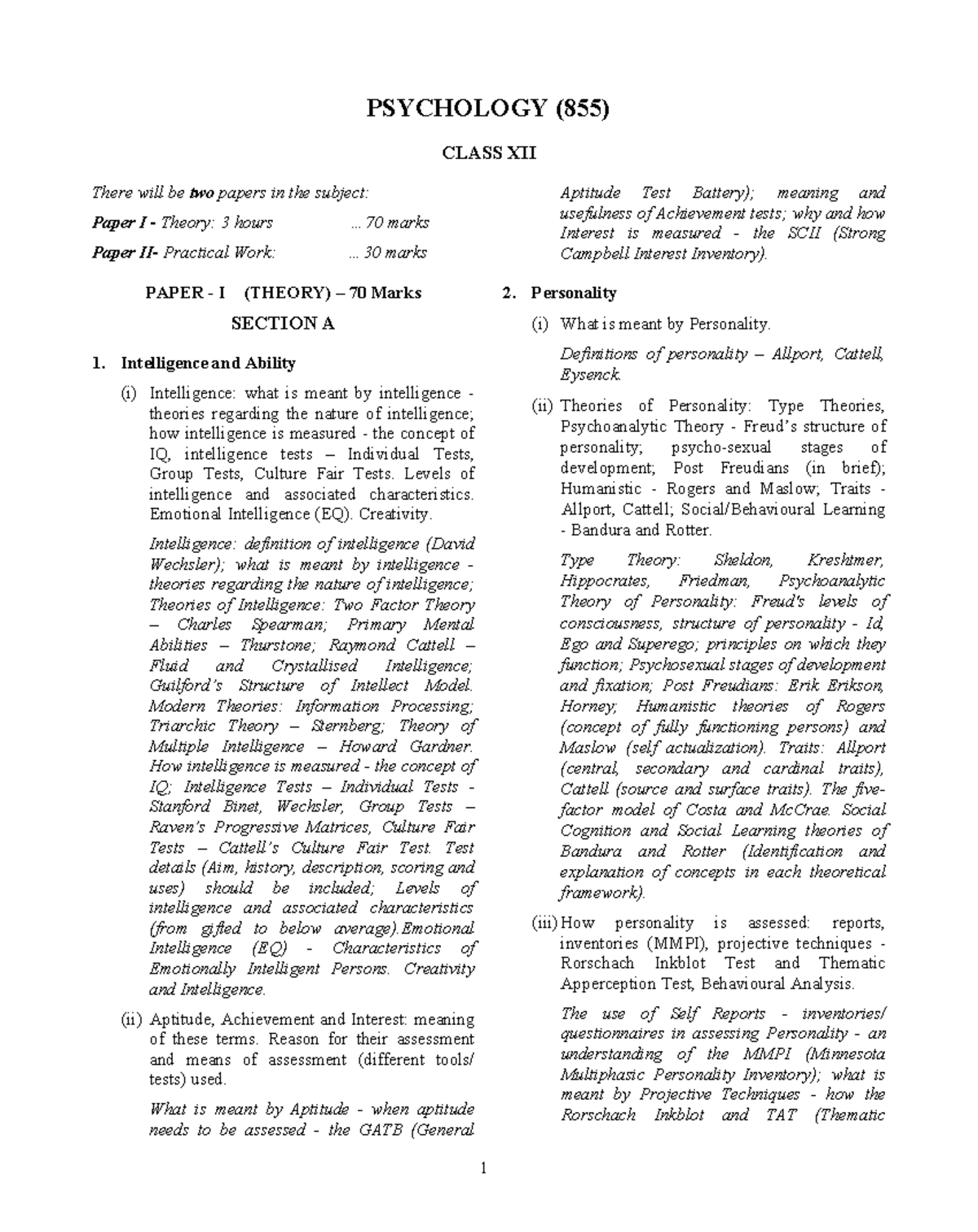 16-ISC-Psychology-XII 240103 173634 - PSYCHOLOGY (855) CLASS XII There ...