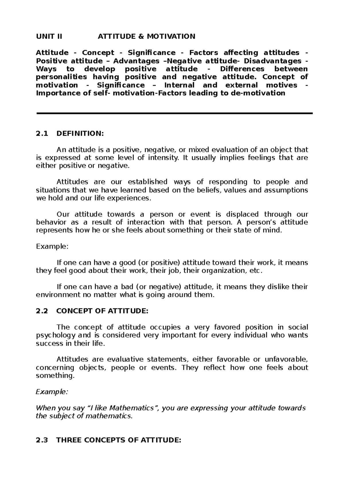 UNIT II Attitude-1 - reviewer for perdev - UNIT II ATTITUDE ...