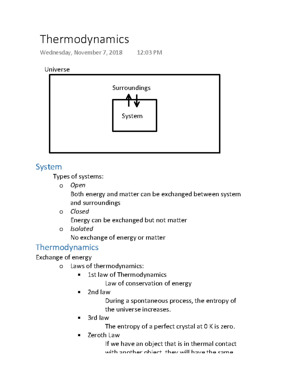 Thermodynamics - Lecture notes 15 - Thermodynamics Wednesday, November ...
