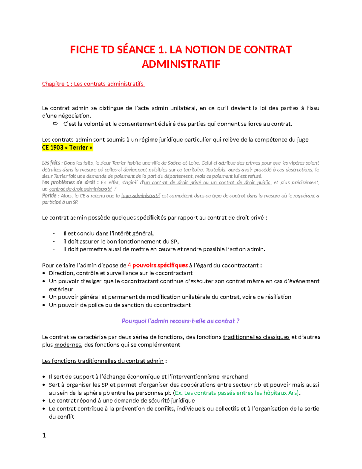 Fiche TD Séance 1 - FICHE TD SÉANCE 1. LA NOTION DE CONTRAT ...