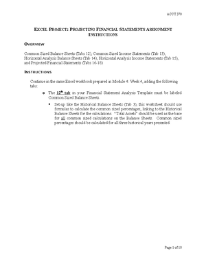 Excel Project Competitor Analysis Assignment Instructions - EXCEL ...