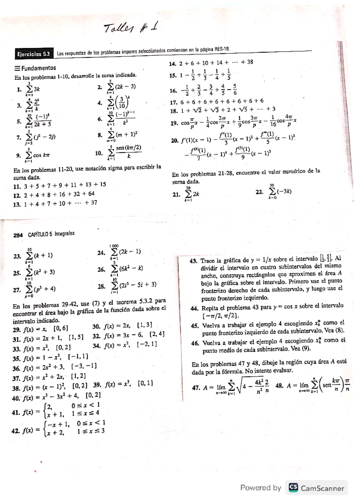 Taller 1. calculo 2 - Calculo Ii - Studocu