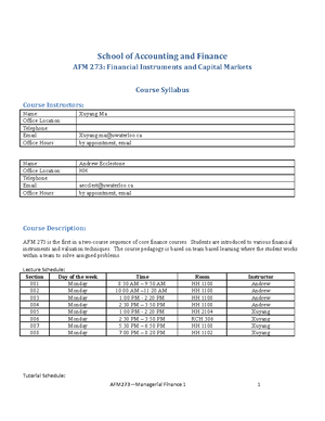 Formula Sheet Midterm Exam Fall 2023 - AFM 273 Formula Sheet Fall 2023 ...