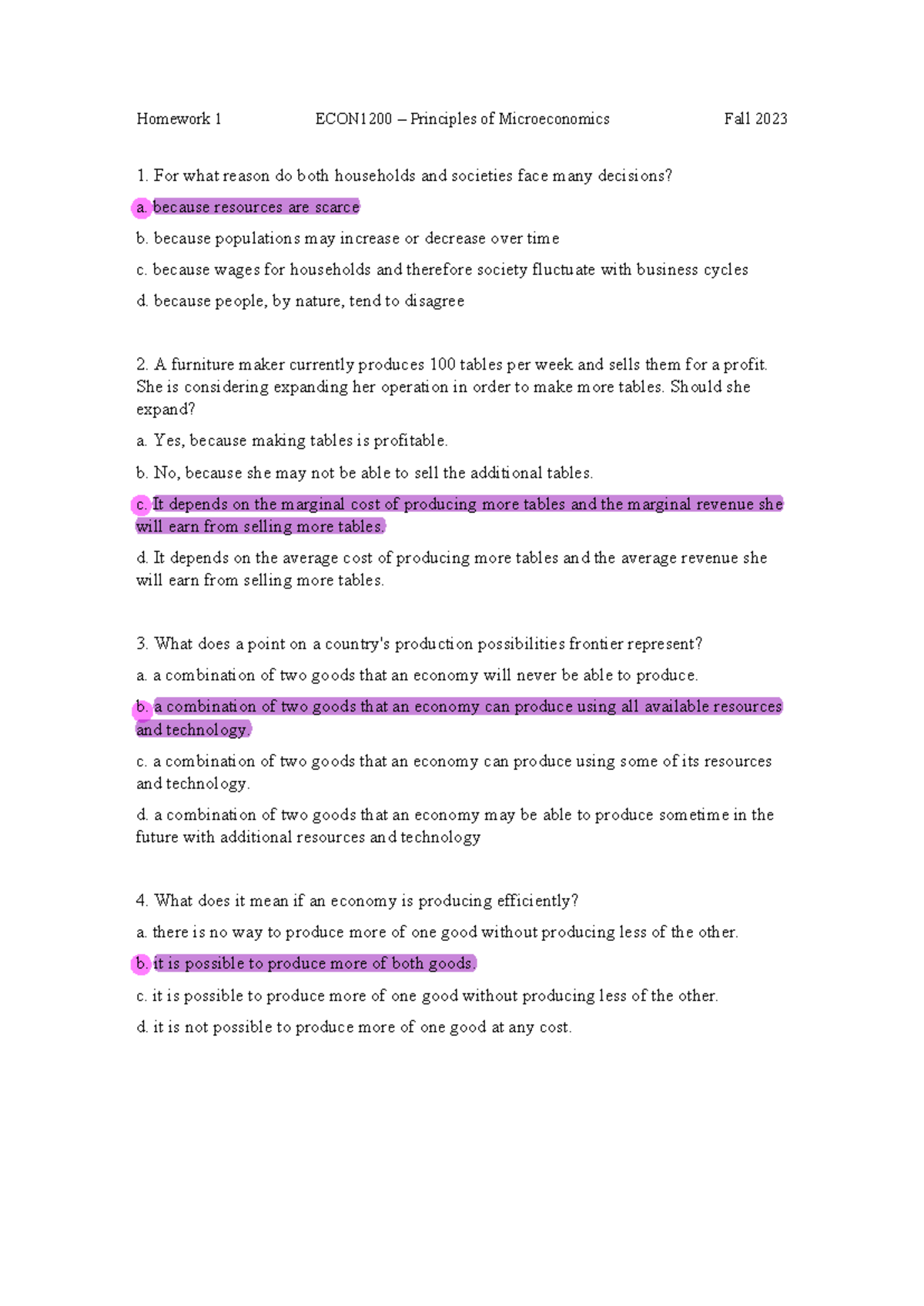 ECON Homework 1complete - 1. For what reason do both households and ...