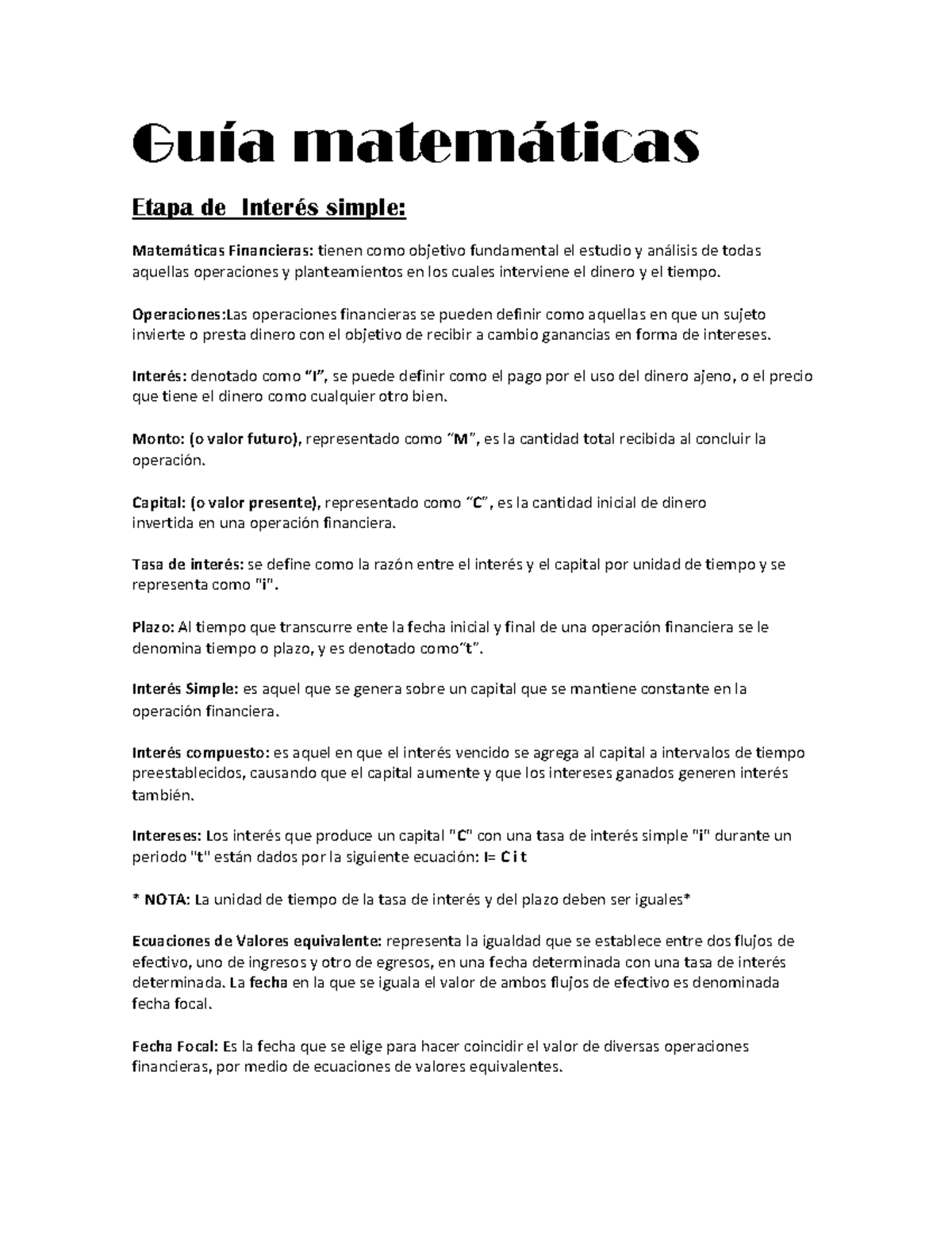 Guía Mate Financieras - Guía matemáticas Etapa de Interés simple ...
