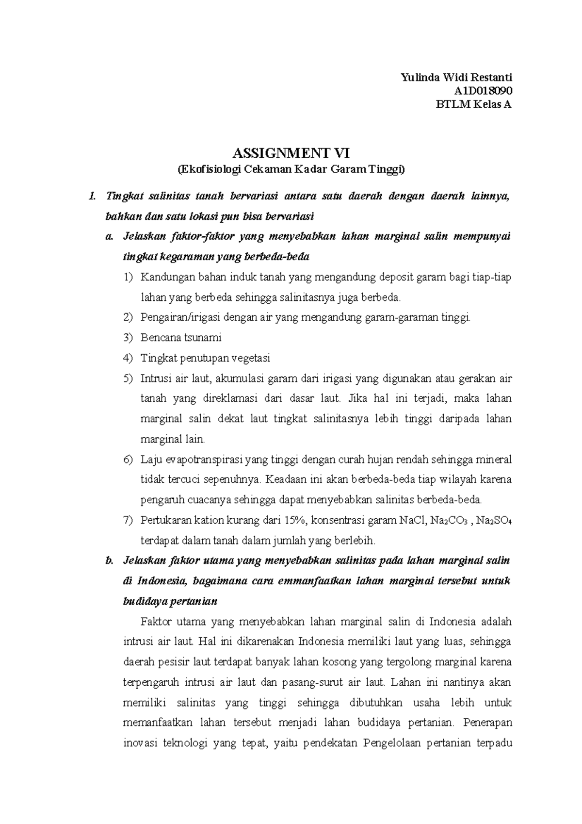 budidaya tanaman lahan marginal assignment 6 - Yulinda Widi Restanti ...