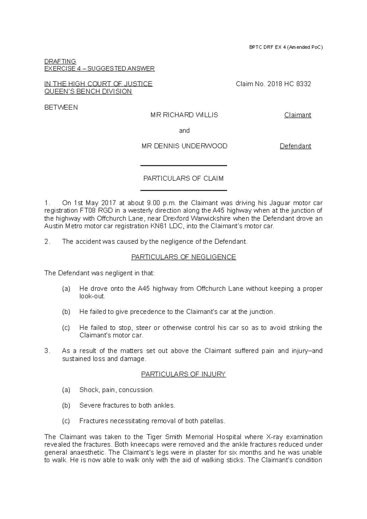 BPTC DRF EX 4 amended - particulars of claim - BPTC DRF EX 4 (Amended ...