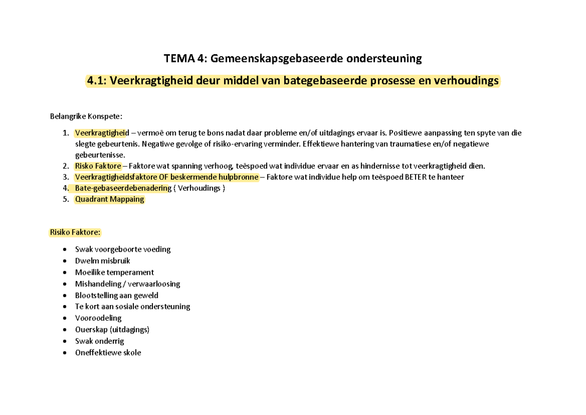 TEMA 4 opvoedkunde - TEMA 4: Gemeenskapsgebaseerde ondersteuning 4 ...