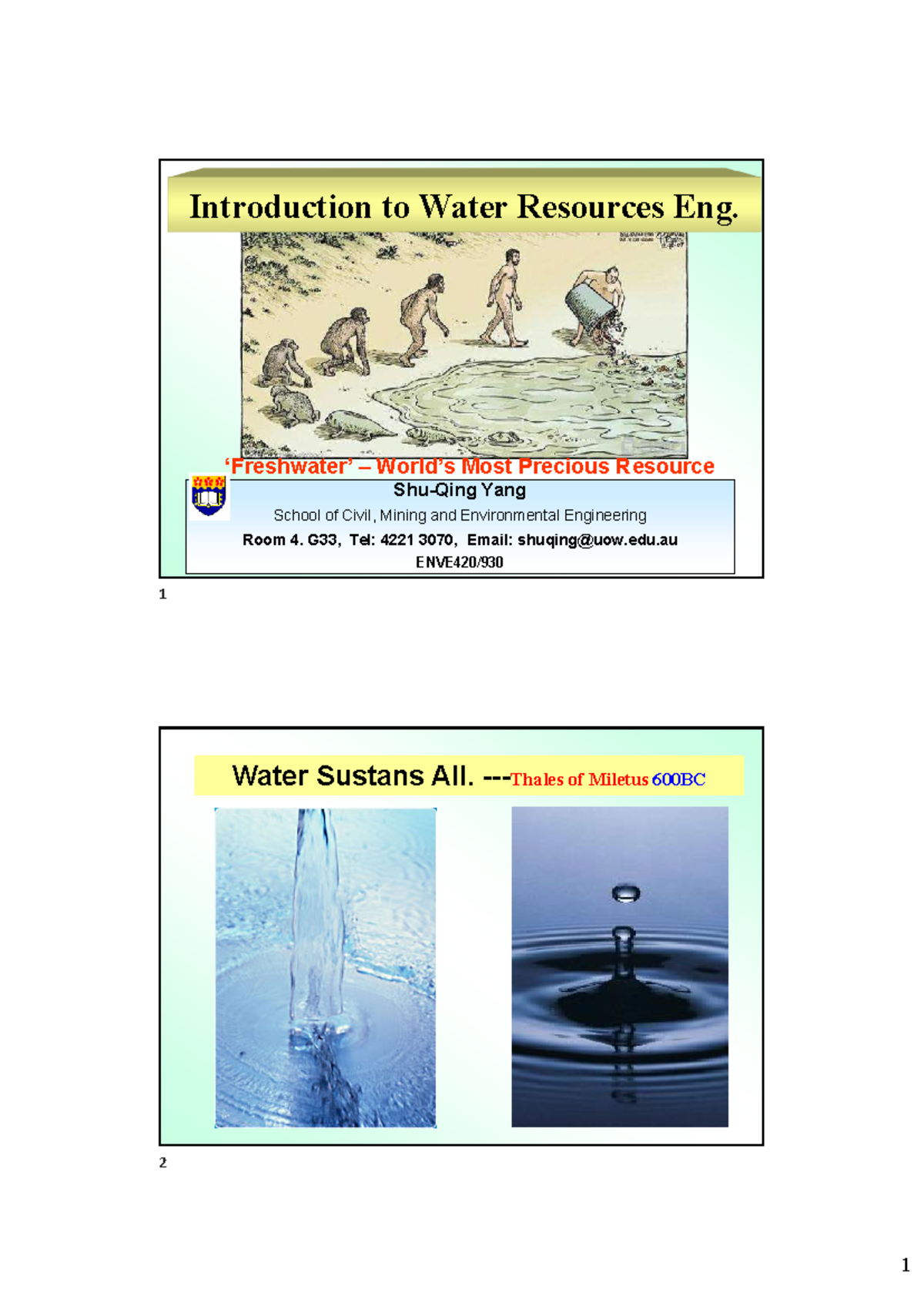 Wk1-Introduction - LECTURE - 1 Introduction to Water Resources Eng. Shu ...