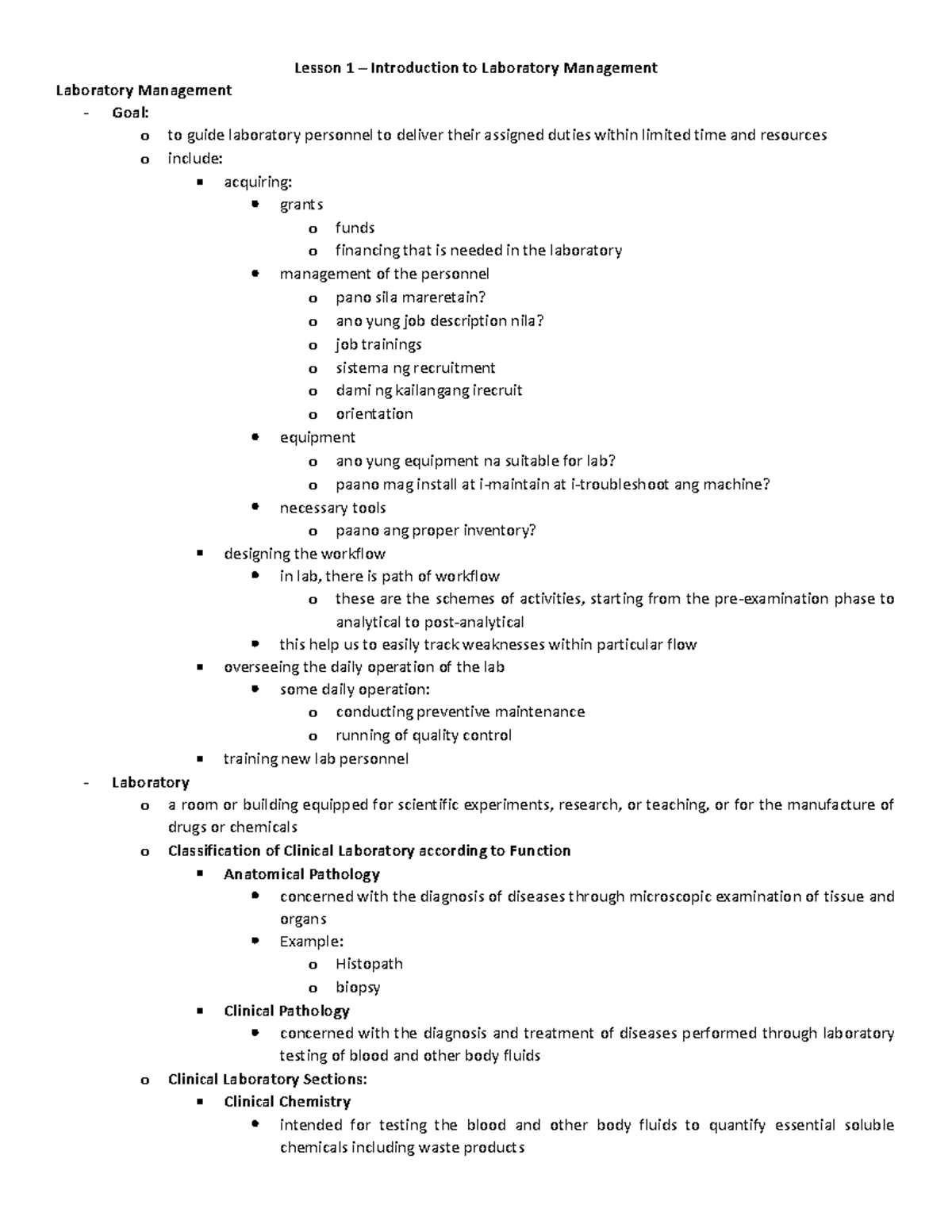 Lesson 1 - Intro to lab man - Lesson 1 – Introduction to Laboratory ...