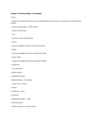 Basic Human Anatomy Notes 2 - THE ANATOMICAL POSITION The anatomical ...