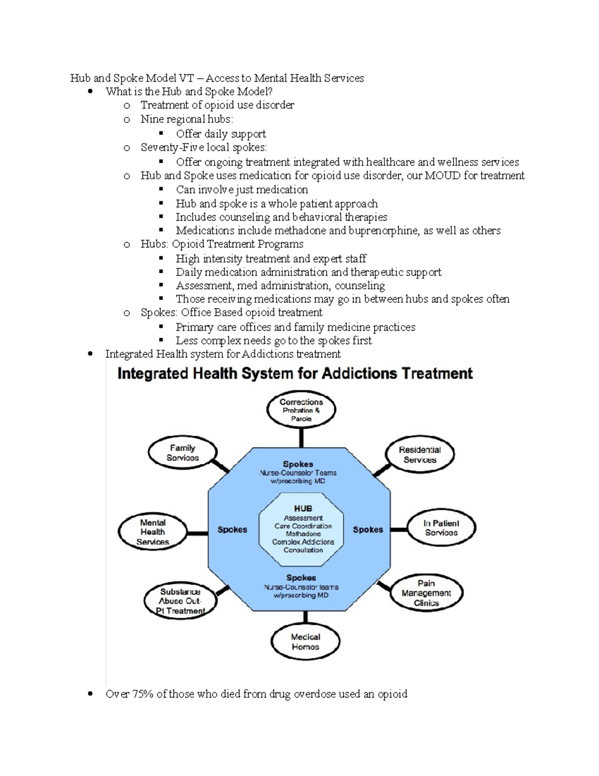 Exam 2 Notes - Public Health - Hub and Spoke Model VT – Access to ...