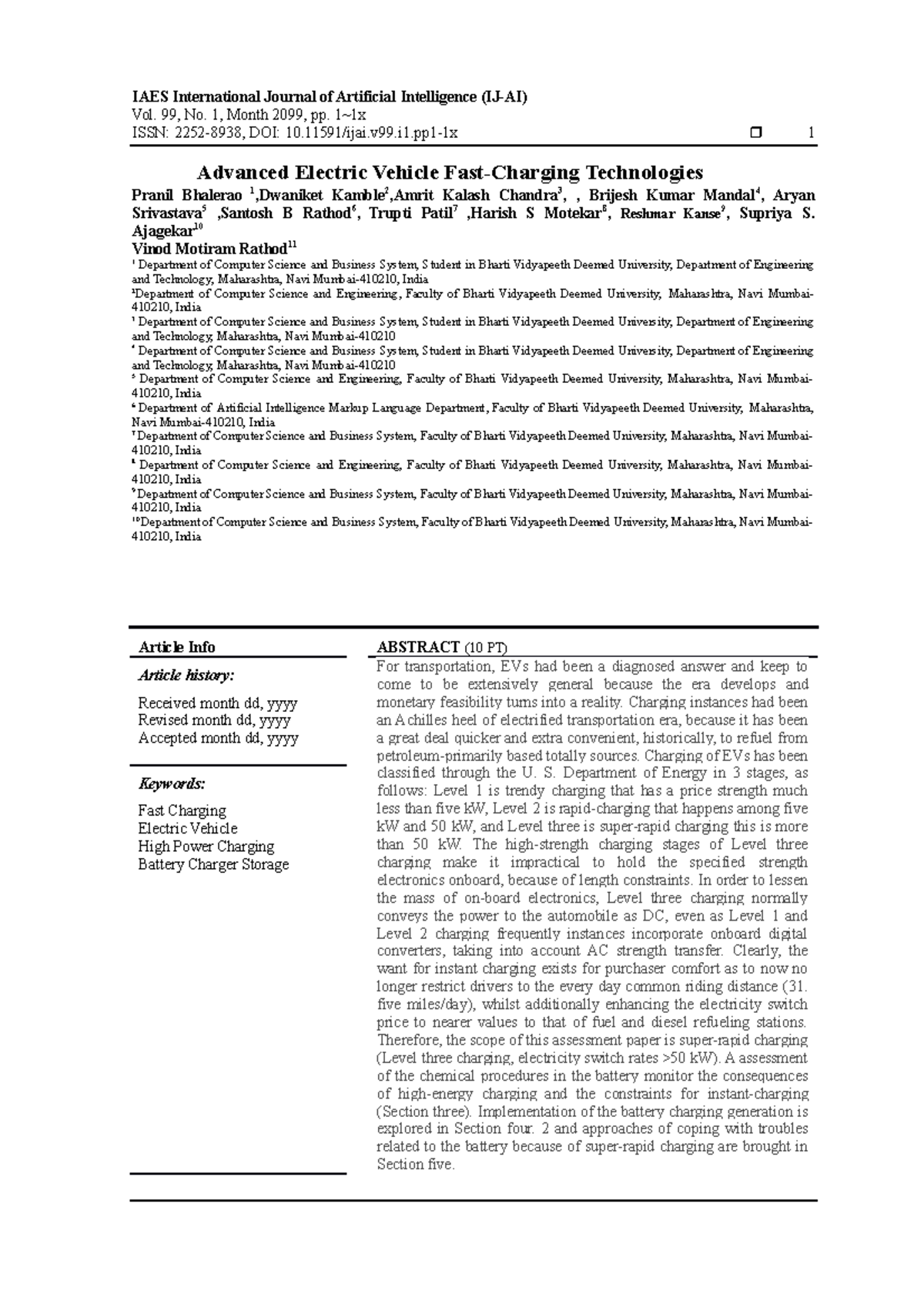 Dt fast charging final 4 - IAES International Journal of Artificial Intelligence (IJ-AI) Vol. 99 ...