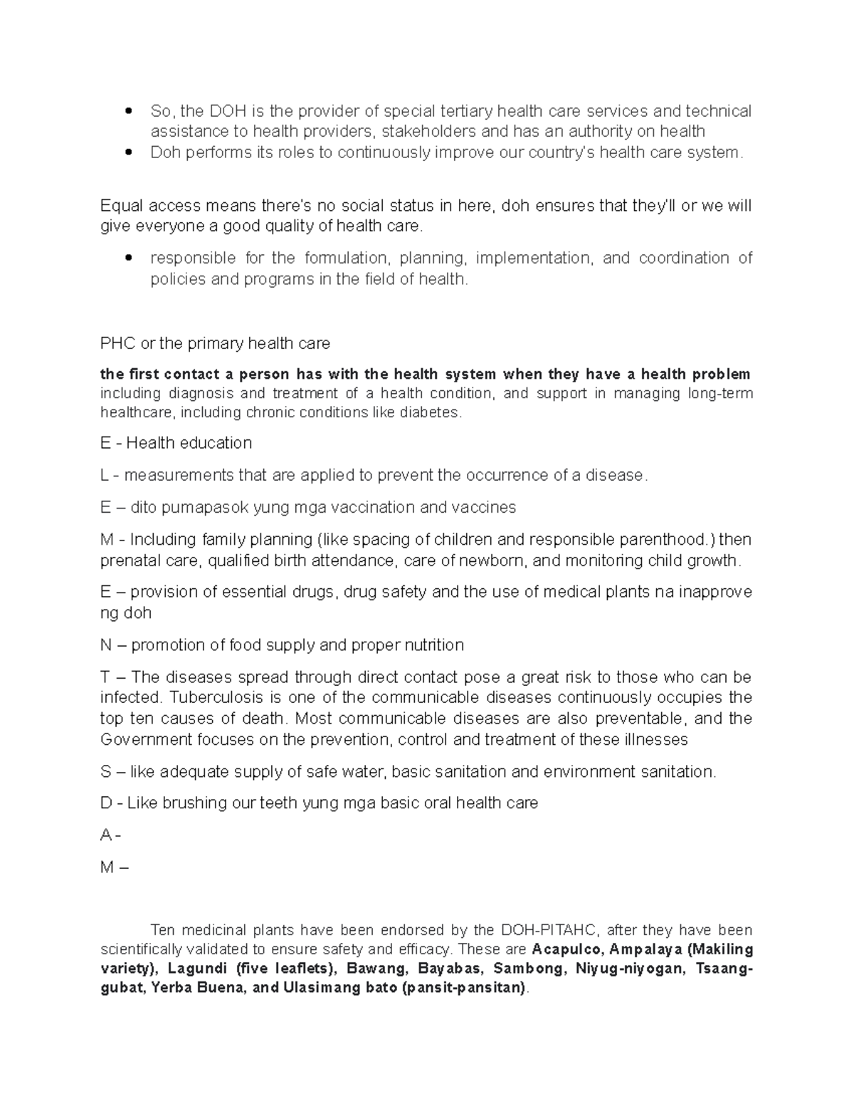 Report - ... - So, the DOH is the provider of special tertiary health ...