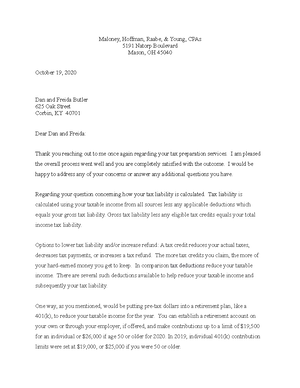 ACC 330 Project One Milestone One - Compare the current tax year with the prior tax year (for ...