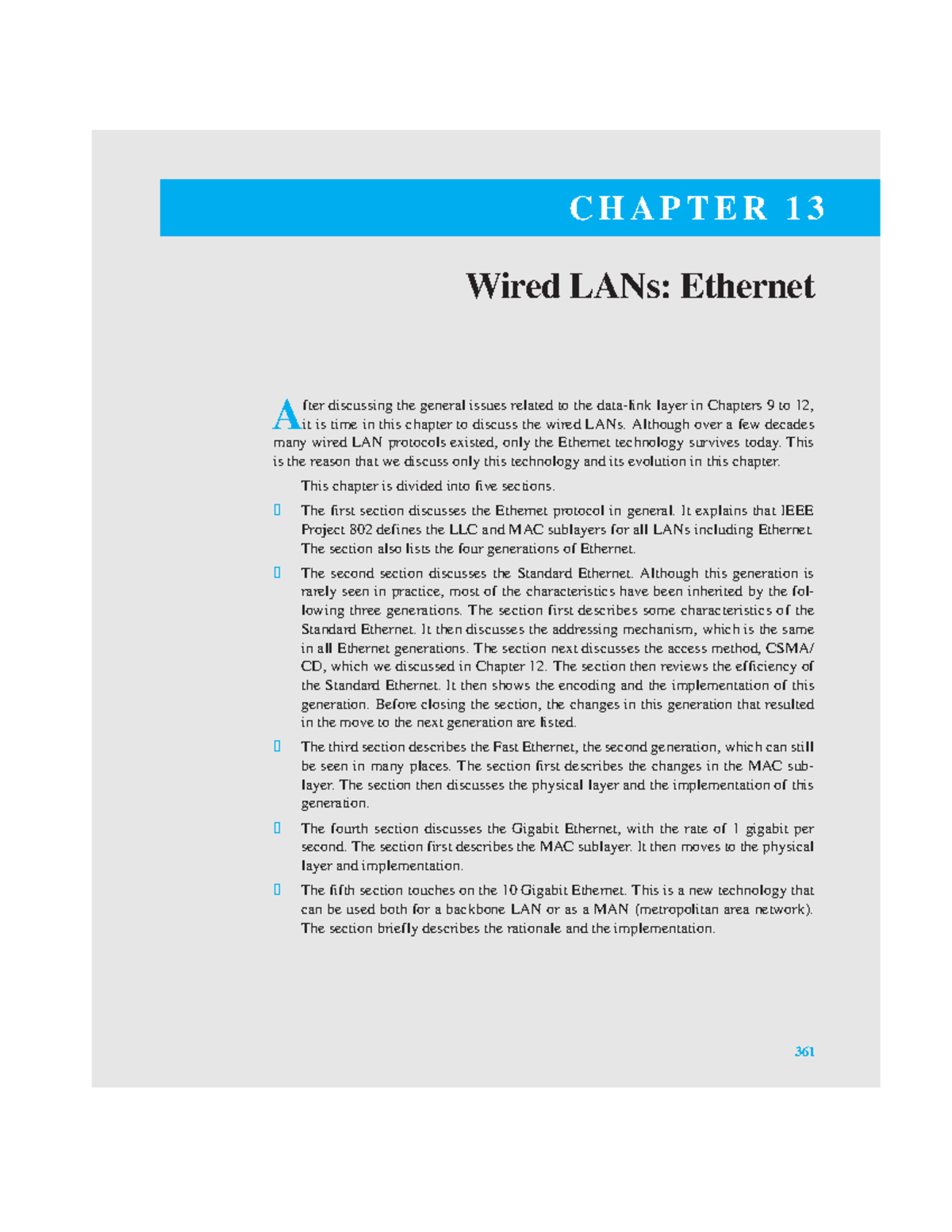 Chapter 13 - Wired LANs - Ethernet - 361 C H A P T E R 1 3 Wired LANs ...