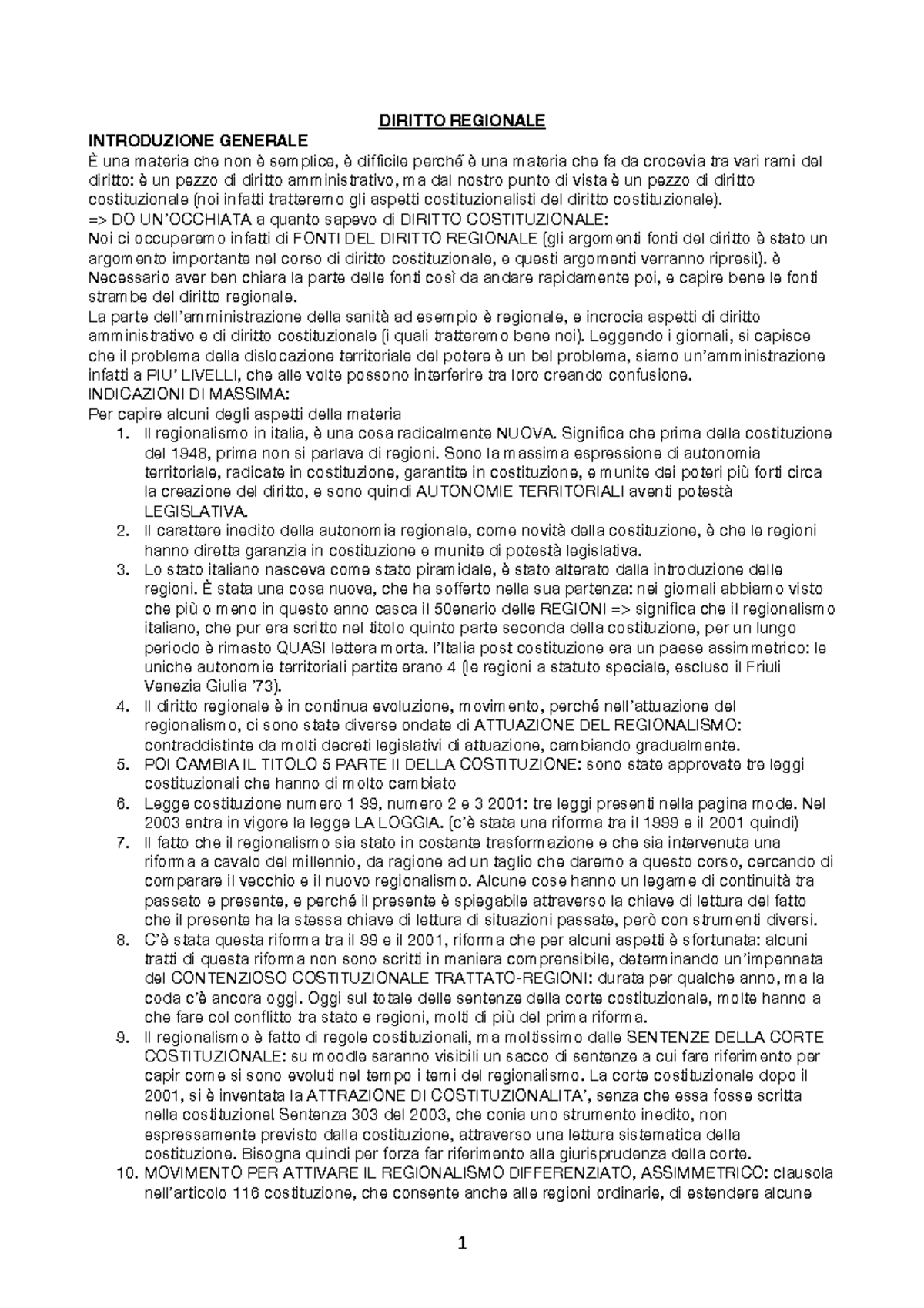 Diritto Regionale - DIRITTO REGIONALE INTRODUZIONE GENERALE È una ...