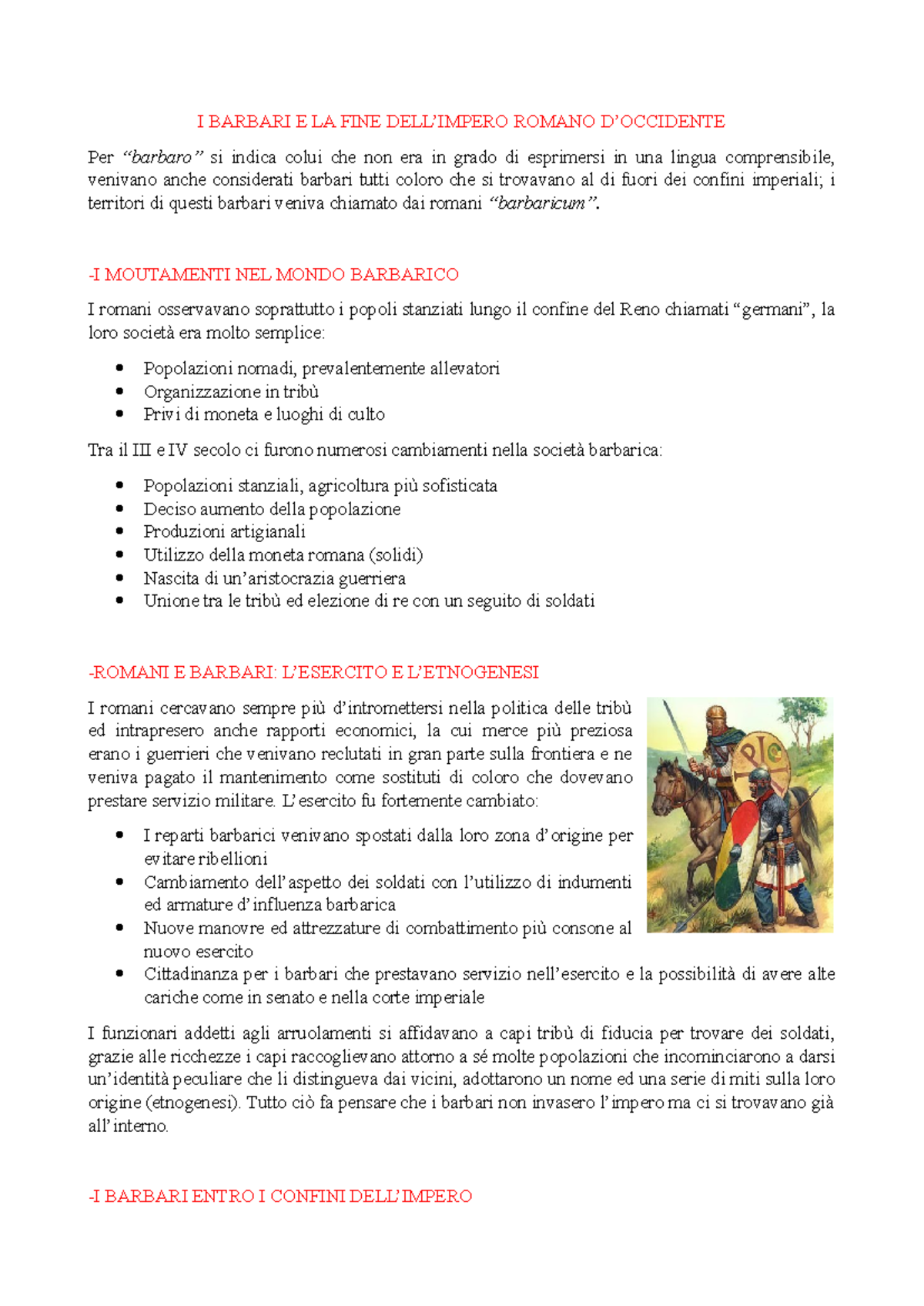 Barbari e fine dell impero romano d'occidente - I BARBARI E LA FINE ...