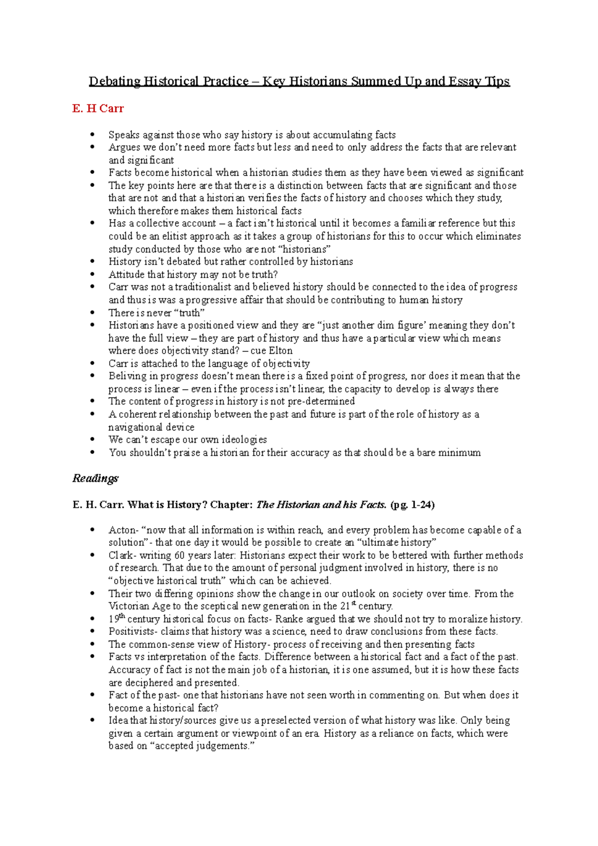 Debating Historical Practice – Key Historians Summed Up and Essay Tips ...