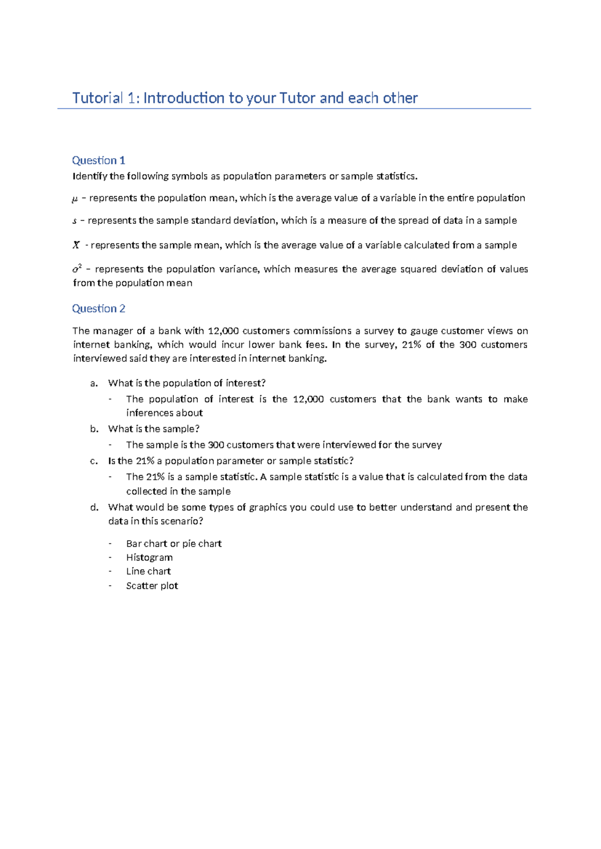 EFB222 Tutorial 1 - Tutorial 1: Introduction to your Tutor and each ...