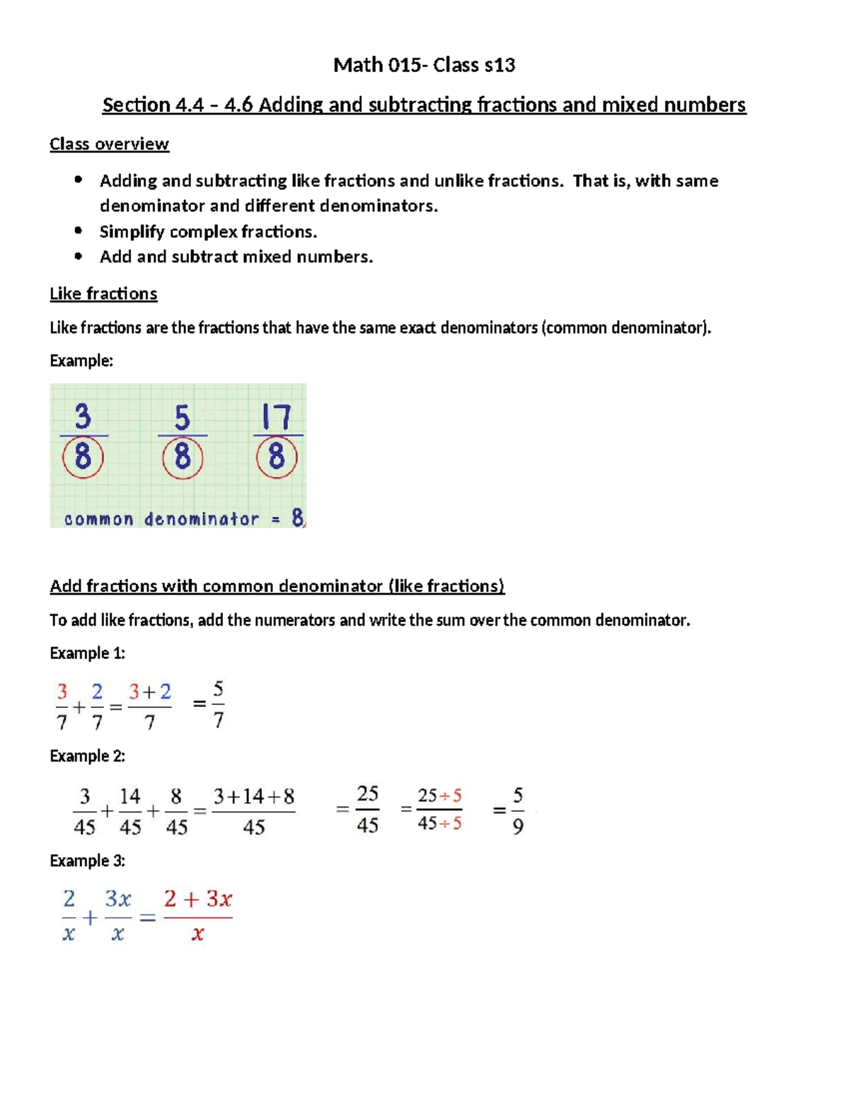 Math 015 Class 13 edited-1-1 - Tagged - Math 015- Class s Section 4 – 4 ...