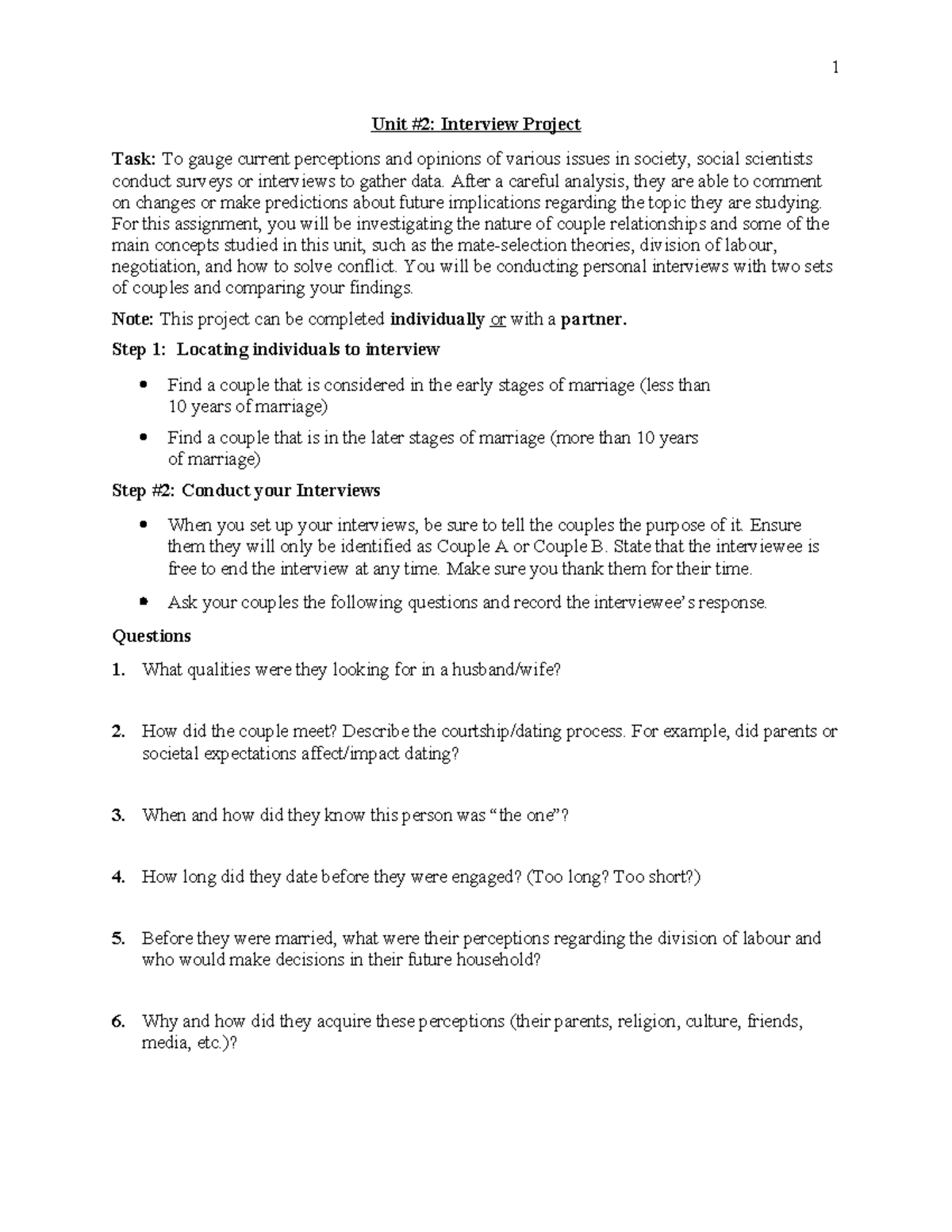 2.11 Interview Project - 1 Unit #2: Interview Project Task: To gauge ...
