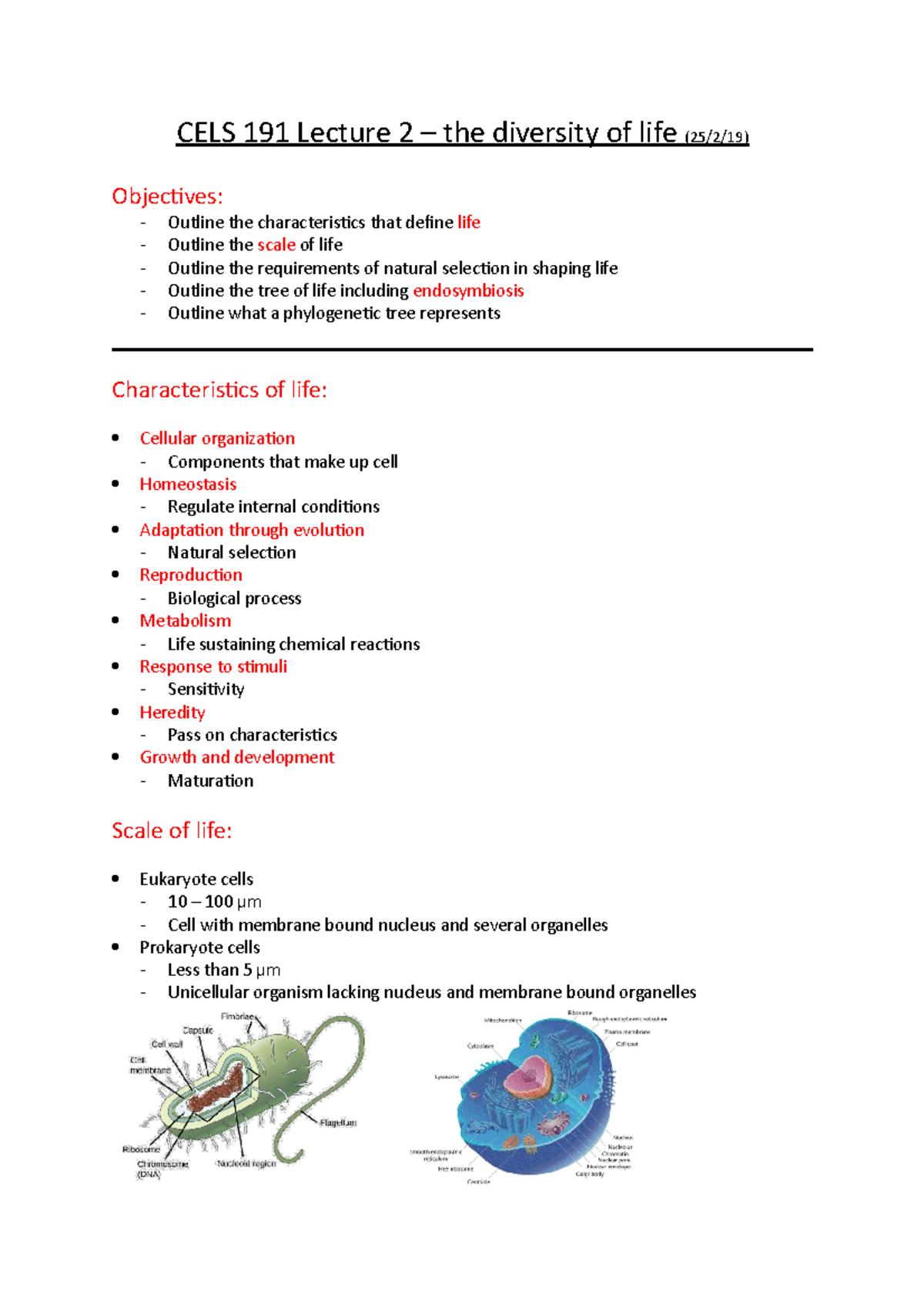 CELS 191 Lecture 2 - CELS191 notes with average 97% - CELS 191 Lecture ...