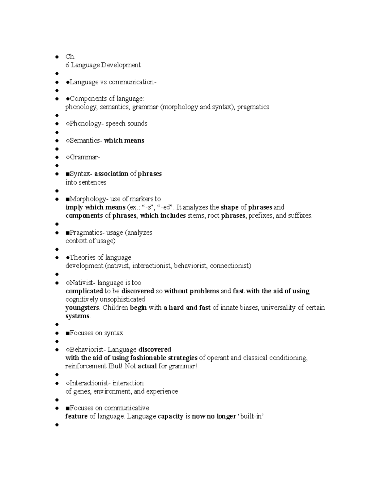 Child Psych Exam 3 Study Guide - Ch. 6 Language Development Language vs ...