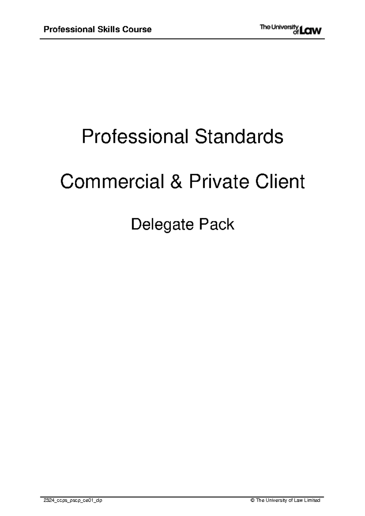 Delegate Pack - Client Care & Professional Standards (Commercial ...