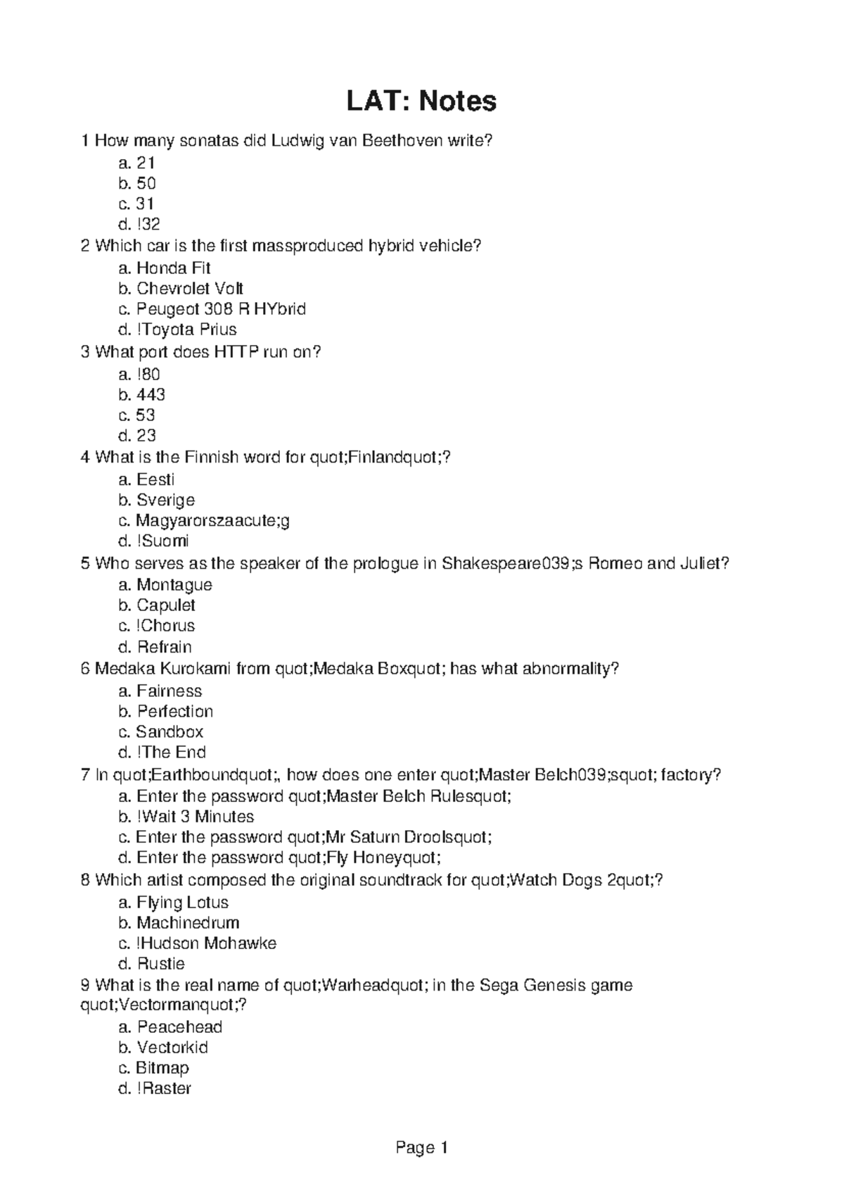 LAT271-doc-5 - LAT271 - LAT: Notes 1 How many sonatas did Ludwig van ...