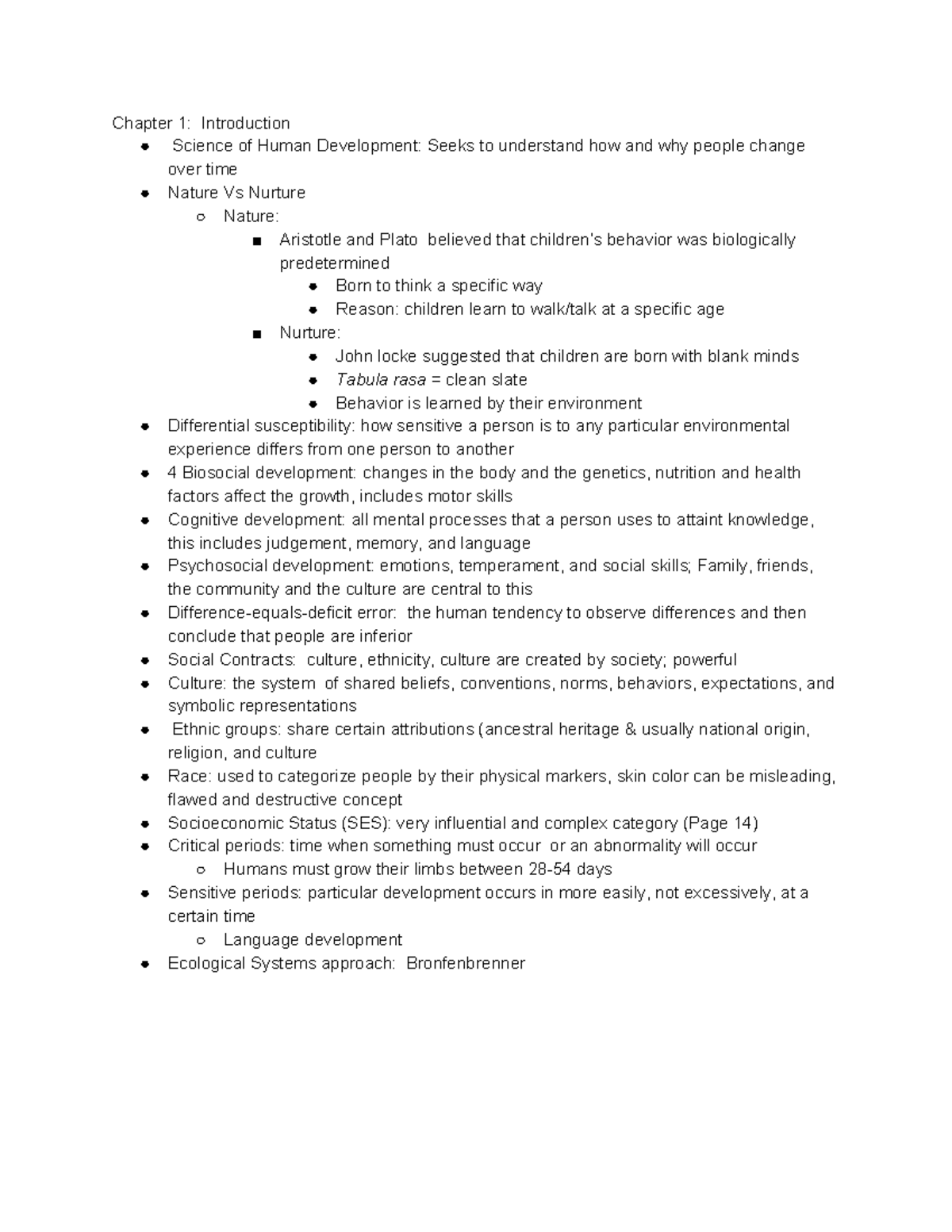 Child Psych Notes - EDS371- One chapter was covered per class - Chapter ...