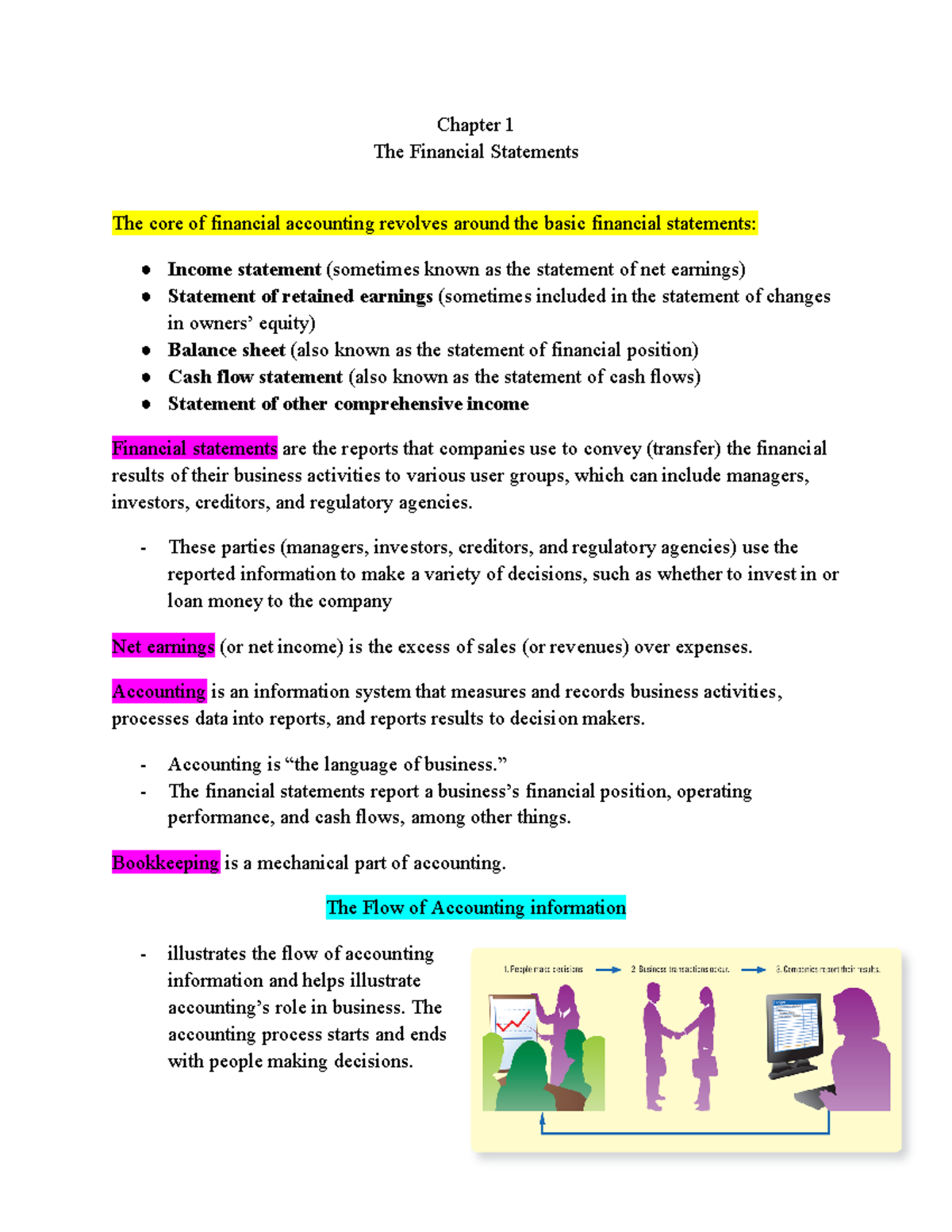 Chapter 1 - Chapter 1 The Financial Statements The core of financial ...